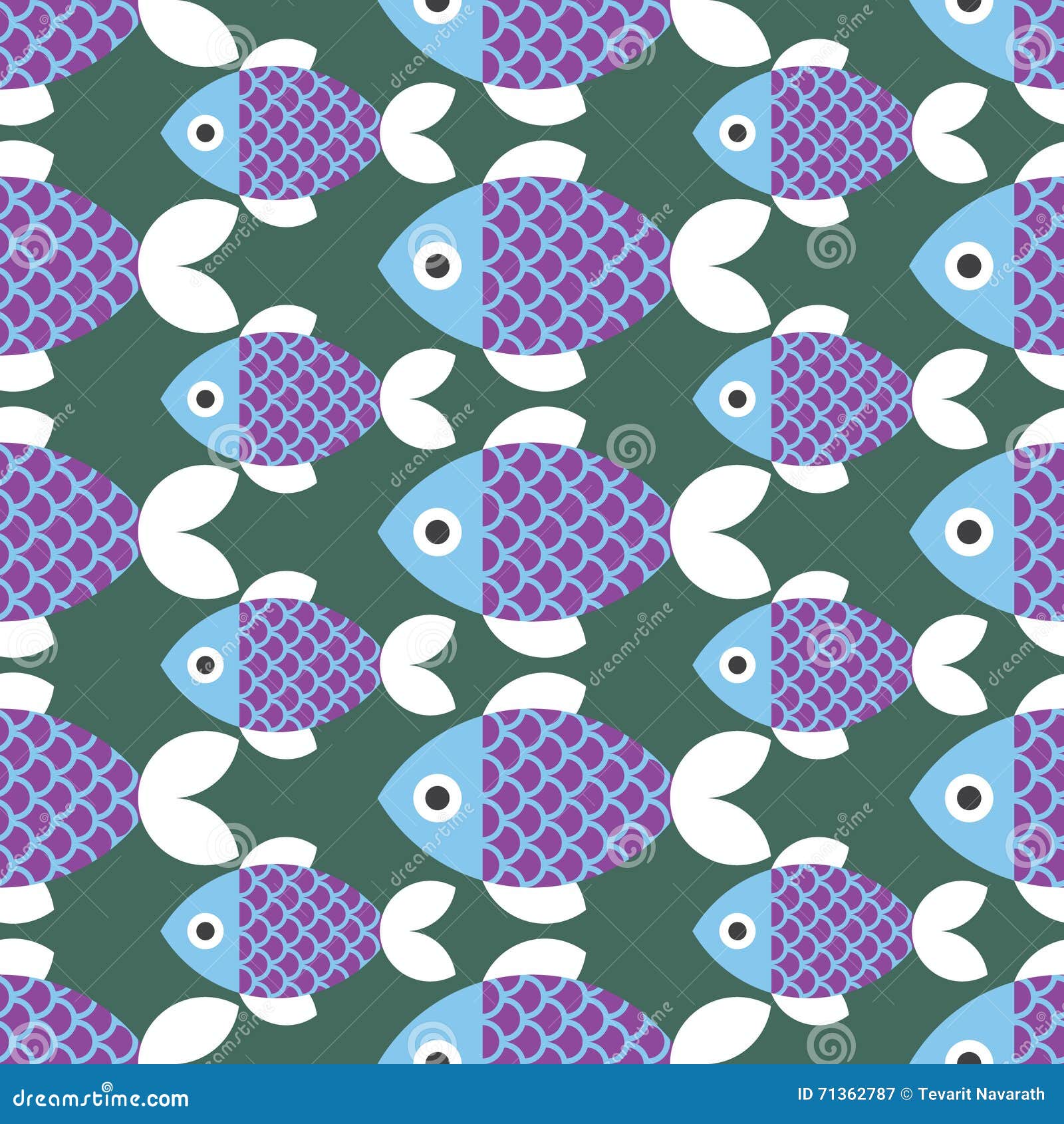 Seamless fish pattern stock vector. Illustration of colourful - 71362787