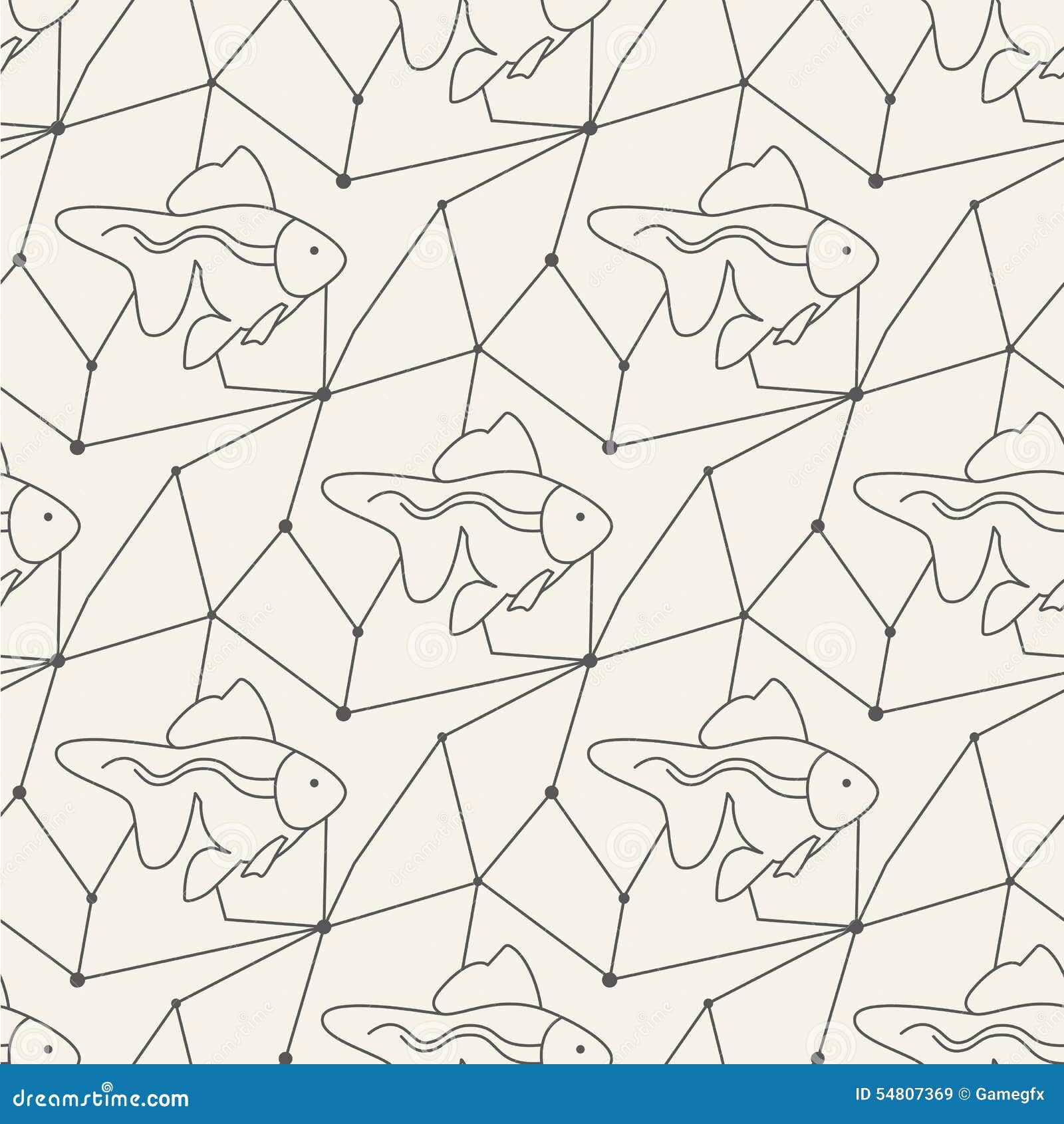 Seamless Fish Pattern Tile Background Geometric Stock Vector ...