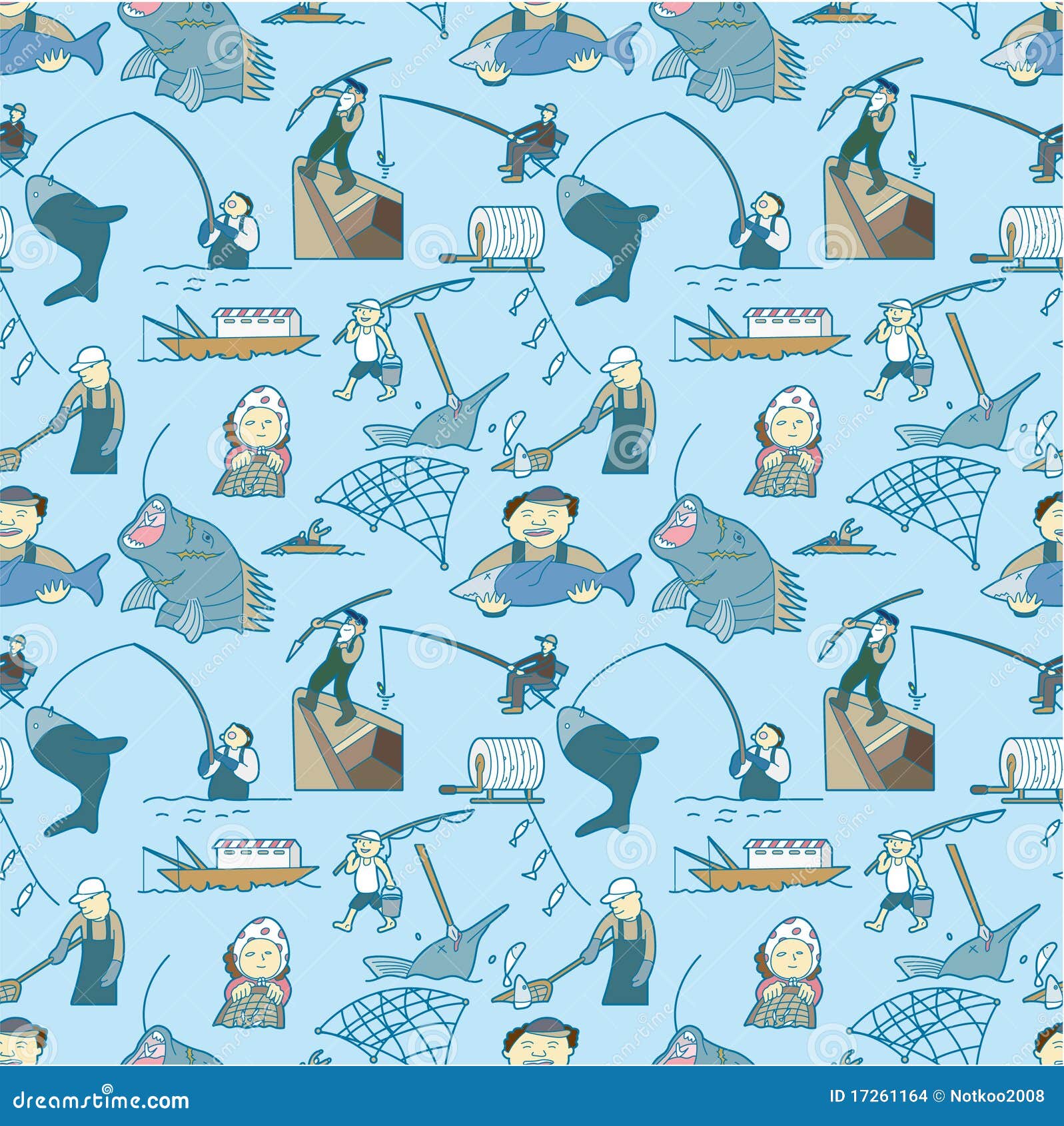 Seamless fishing pattern stock vector. Illustration of background ...