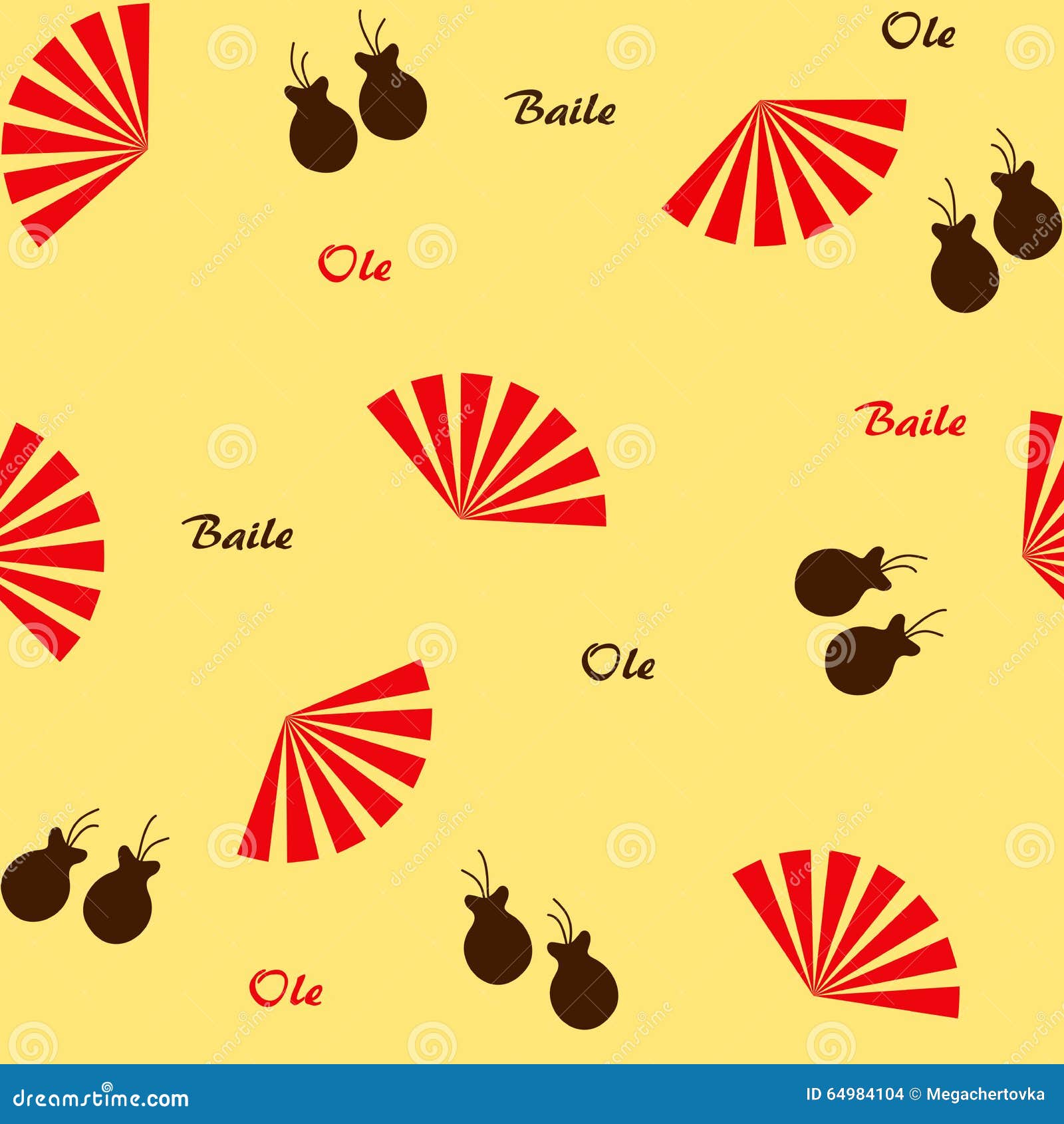 Seamless Flamenco Pattern with Fans and Castanets Stock Vector ...
