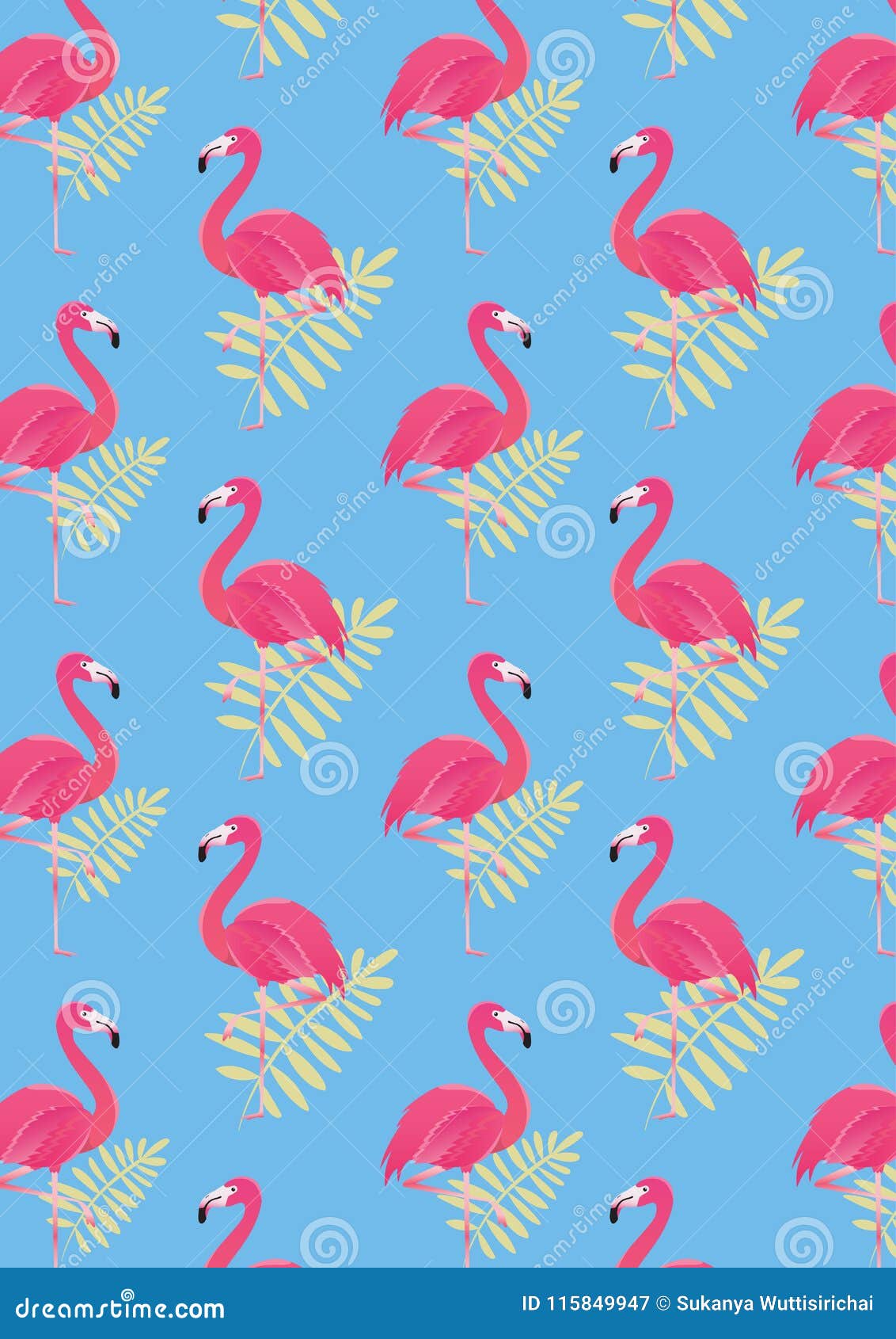 Seamless Flamingo Background Pattern Vector Illustration Stock ...