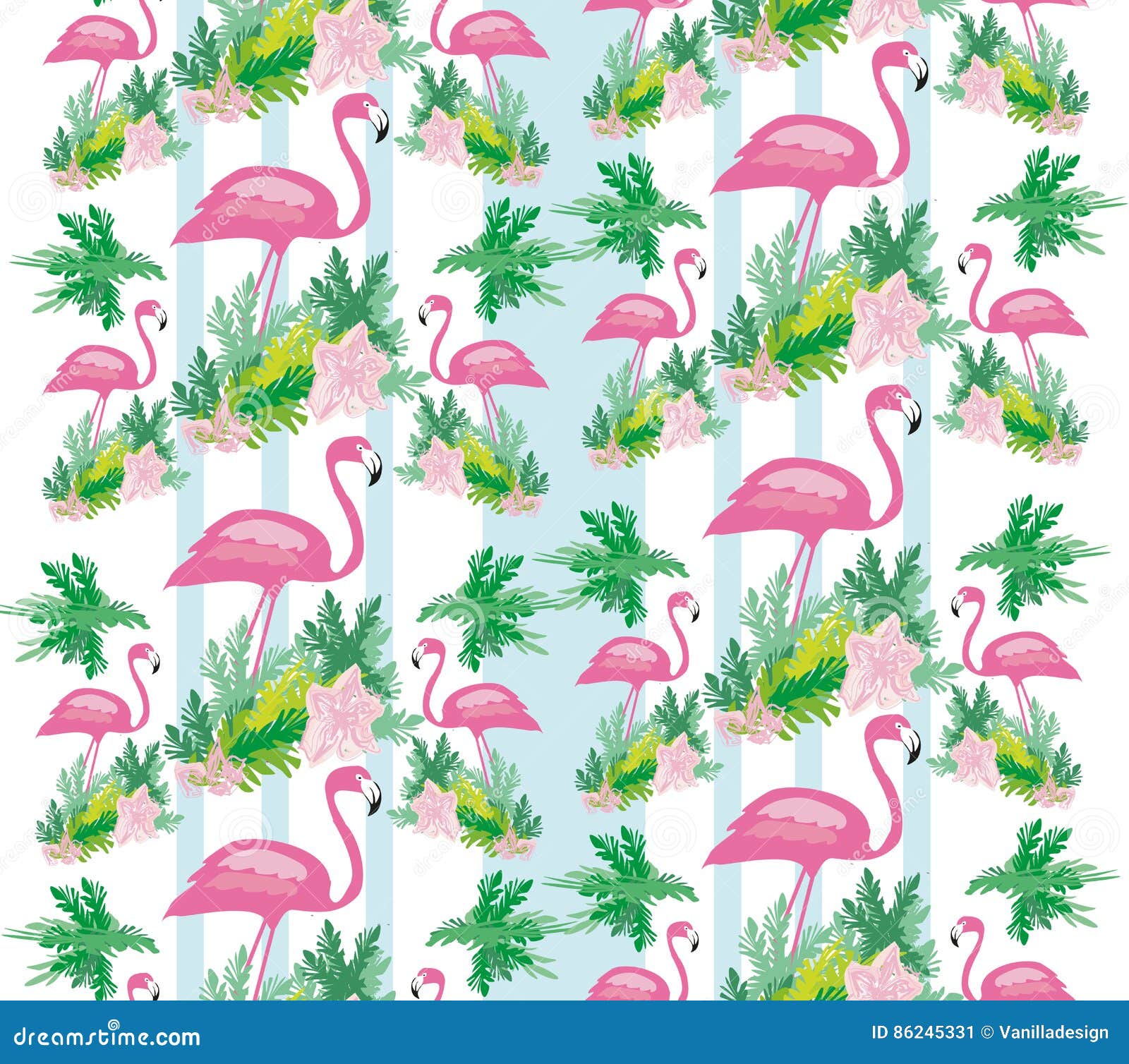 Seamless Flamingo Bird Pattern Stock Vector - Illustration of leaves ...