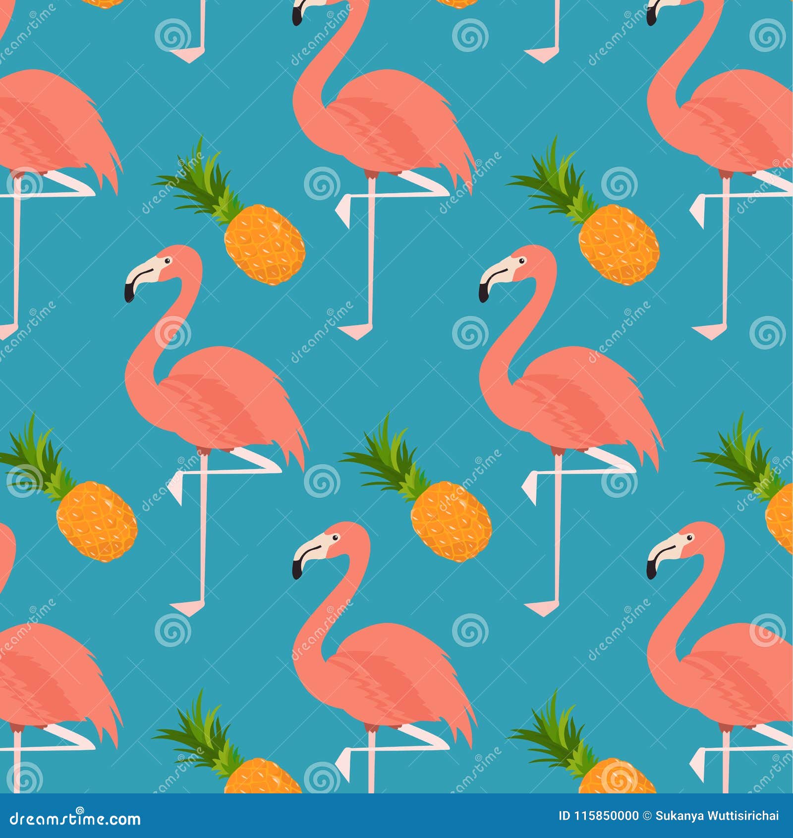 Seamless Flamingo Pattern Vector Illustration. Stock Illustration ...