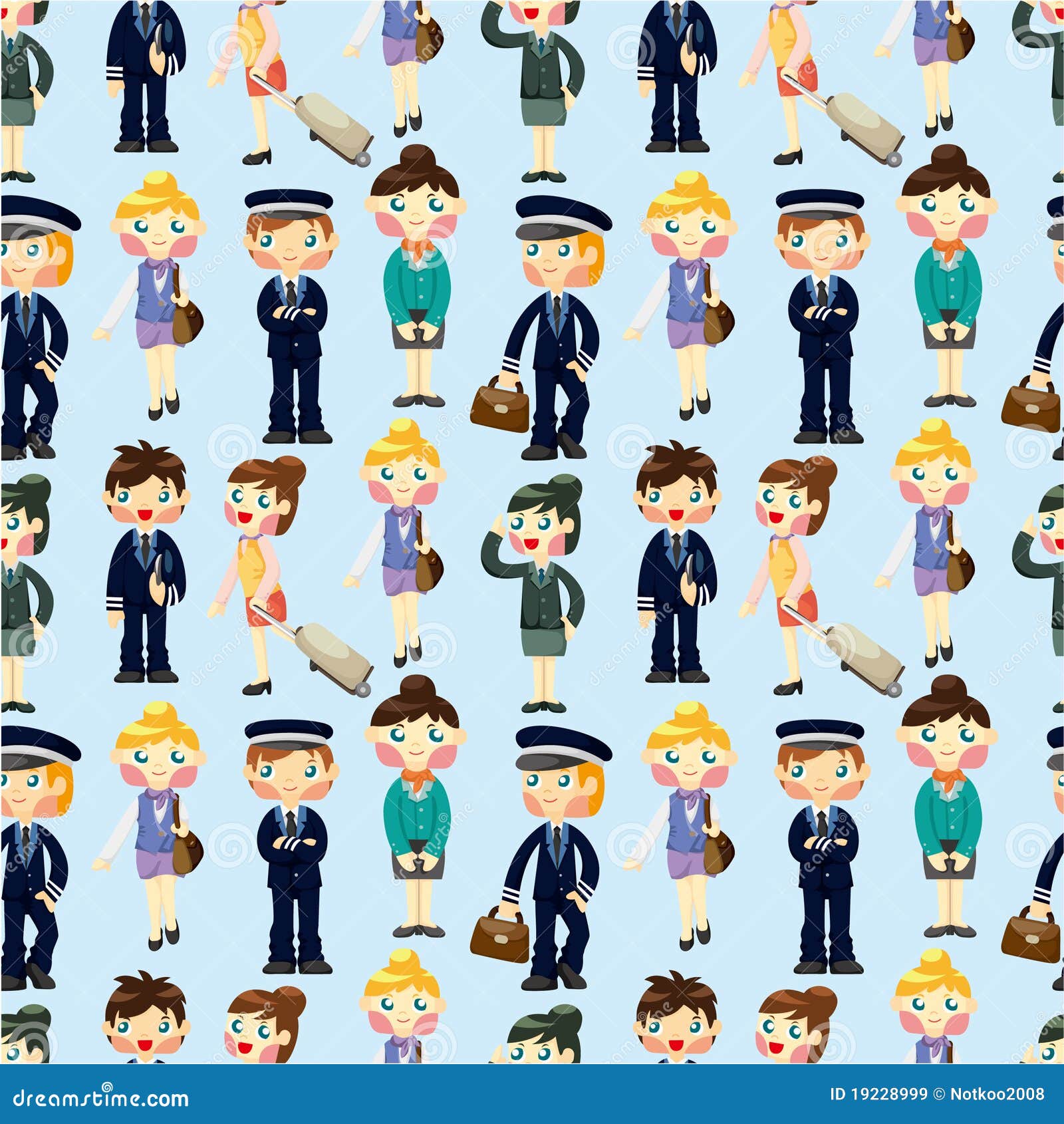 Seamless Flight Attendant/pilot Pattern Vector Illustration ...