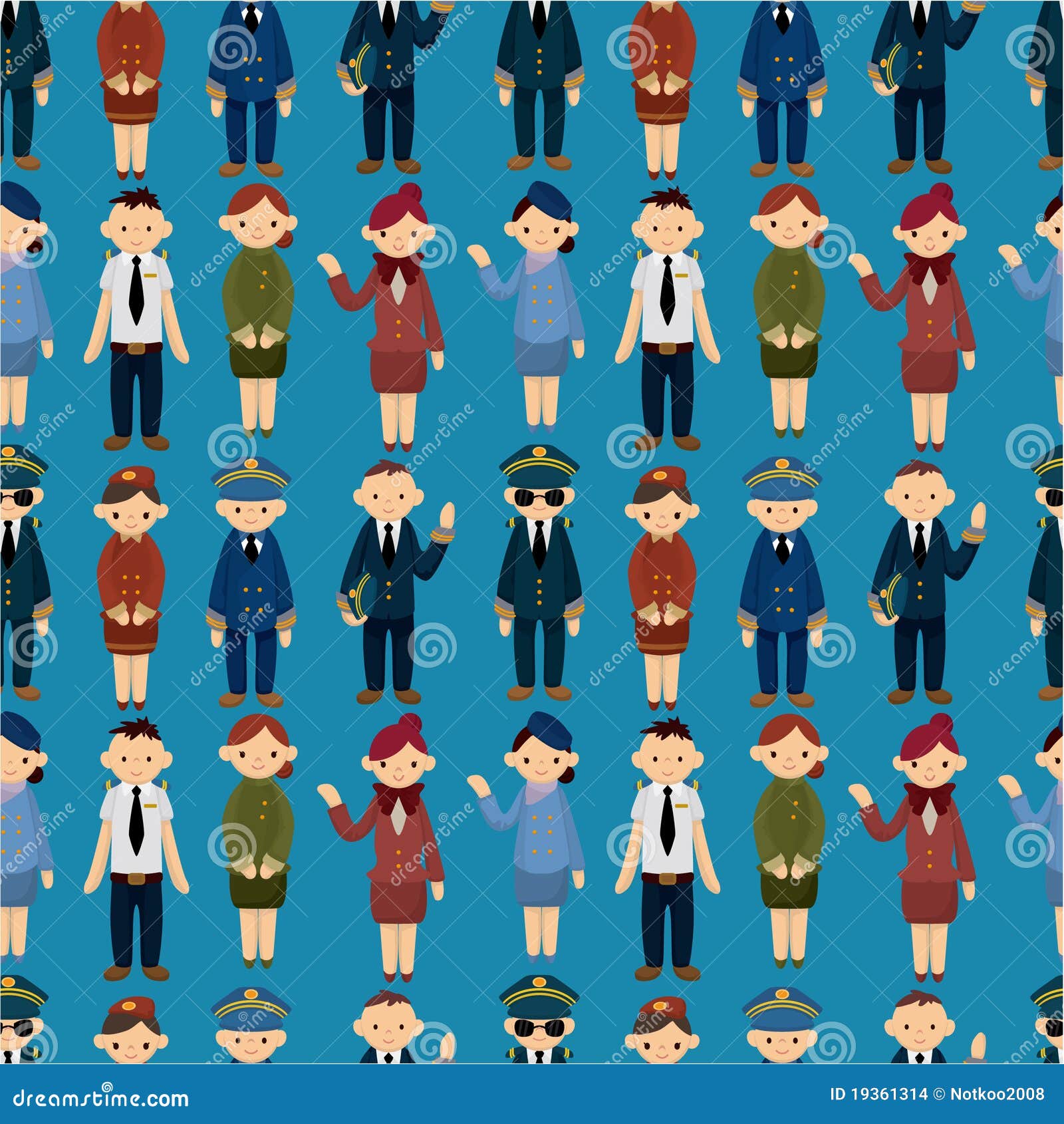 Seamless Flight Attendant/pilot Pattern Vector Illustration ...
