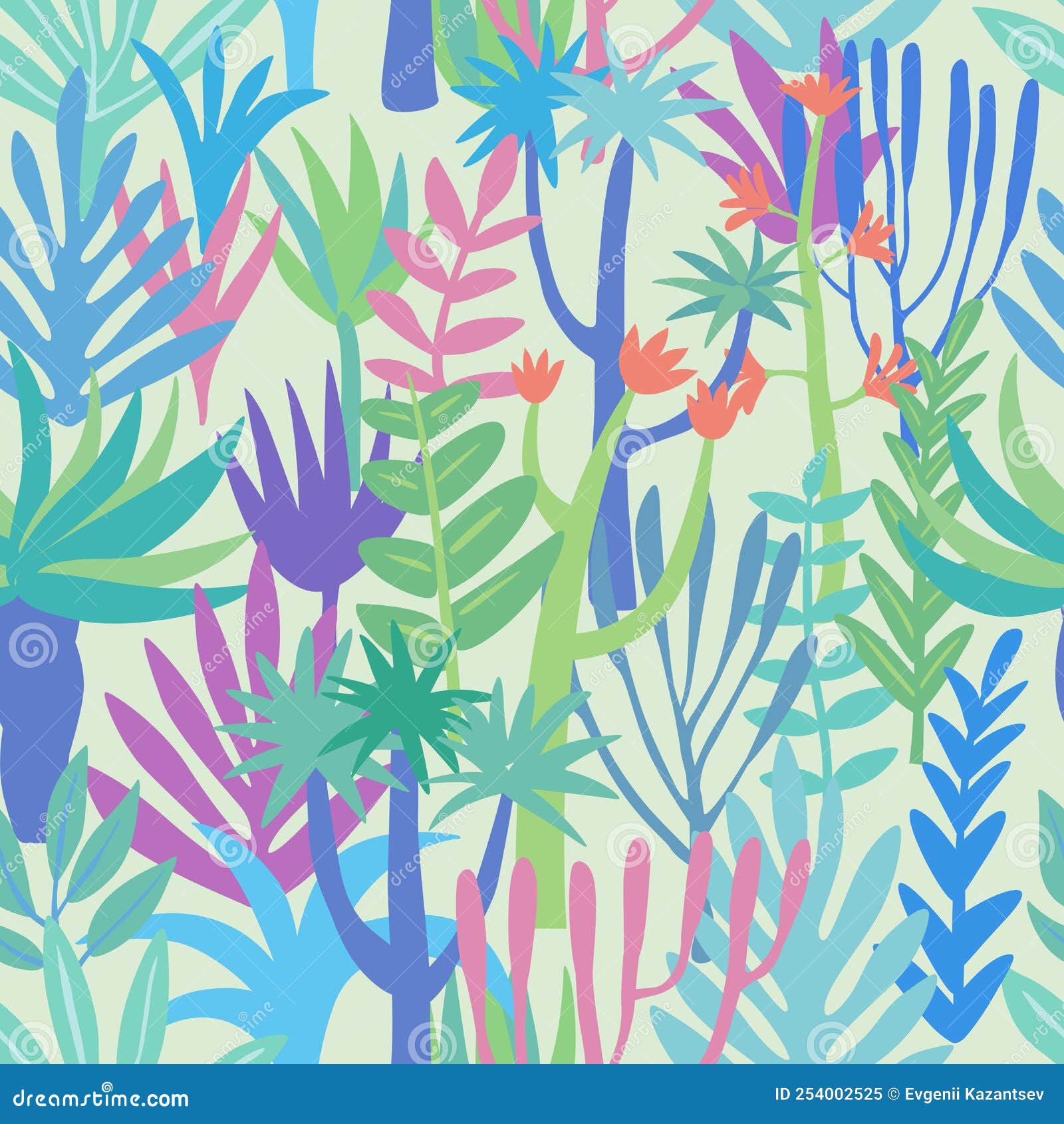 Seamless Flora Nature Cartoon Pattern With Leaves Can Be Used For ...