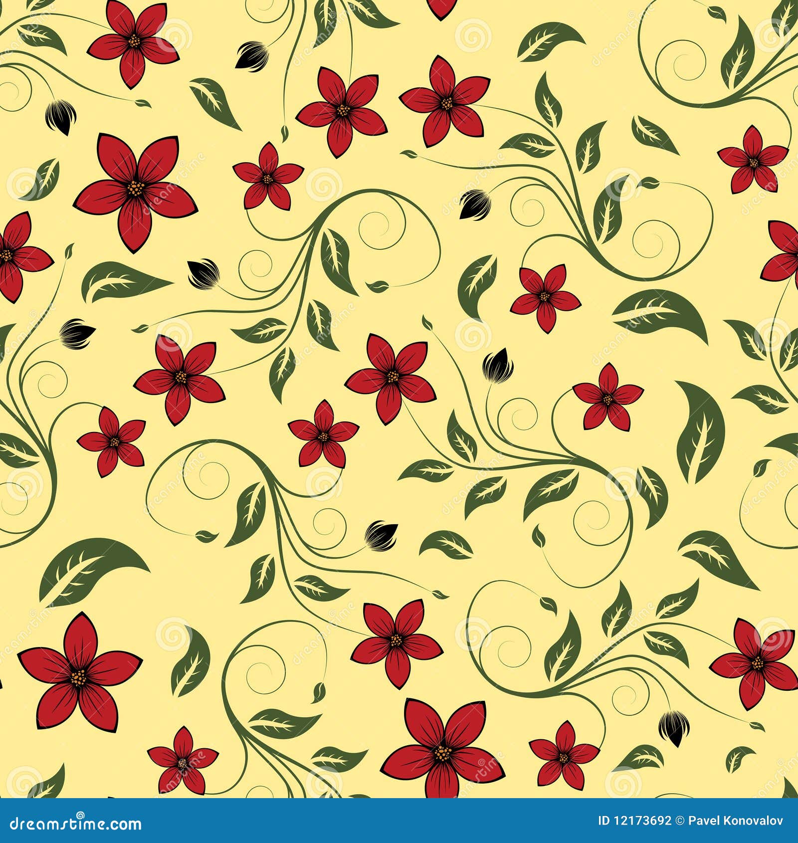 Seamless floral background stock vector. Illustration of design - 12173692