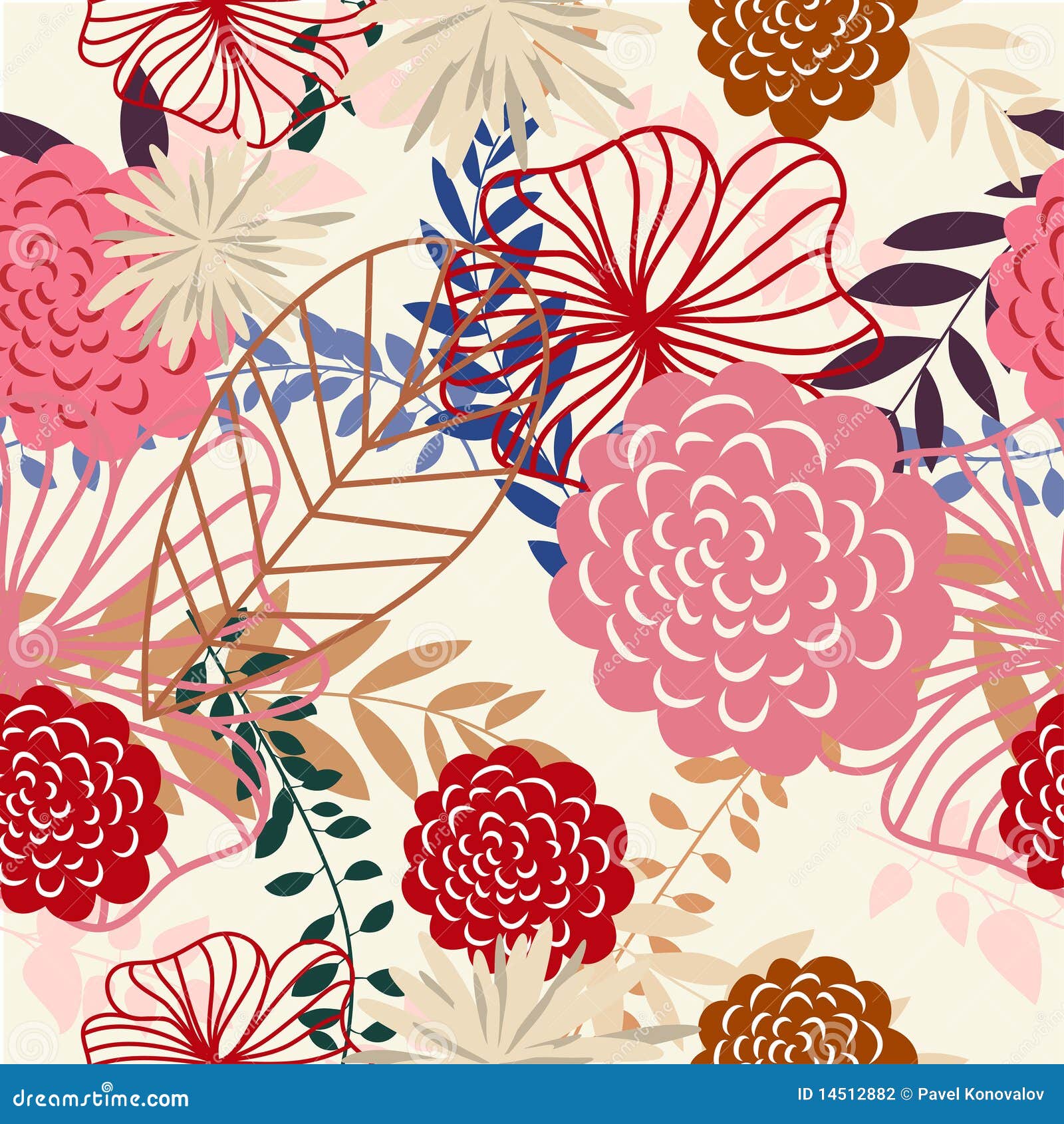 Seamless floral background stock vector. Illustration of elements ...