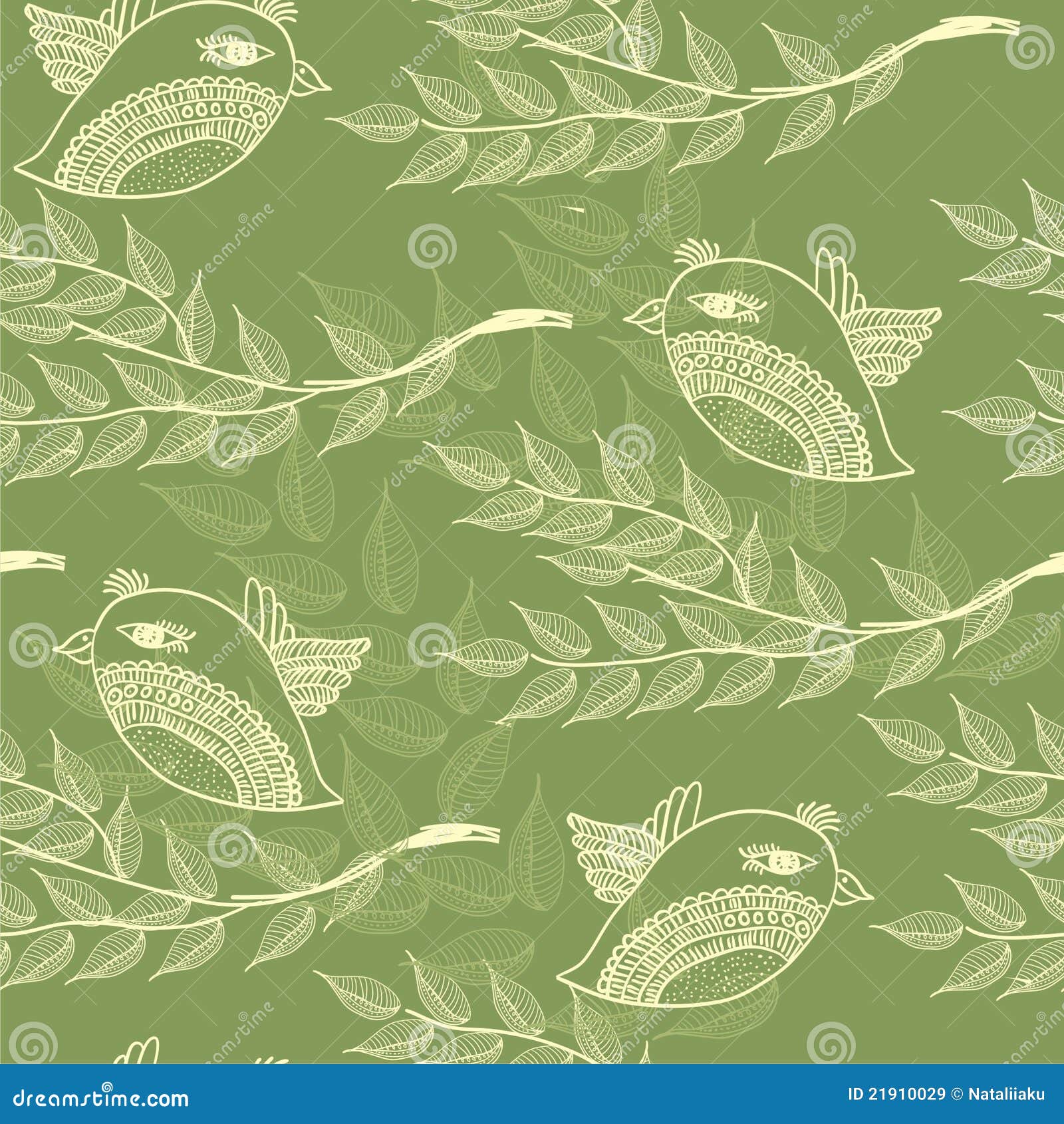 Seamless Floral Background with Bird Stock Vector - Illustration of ...
