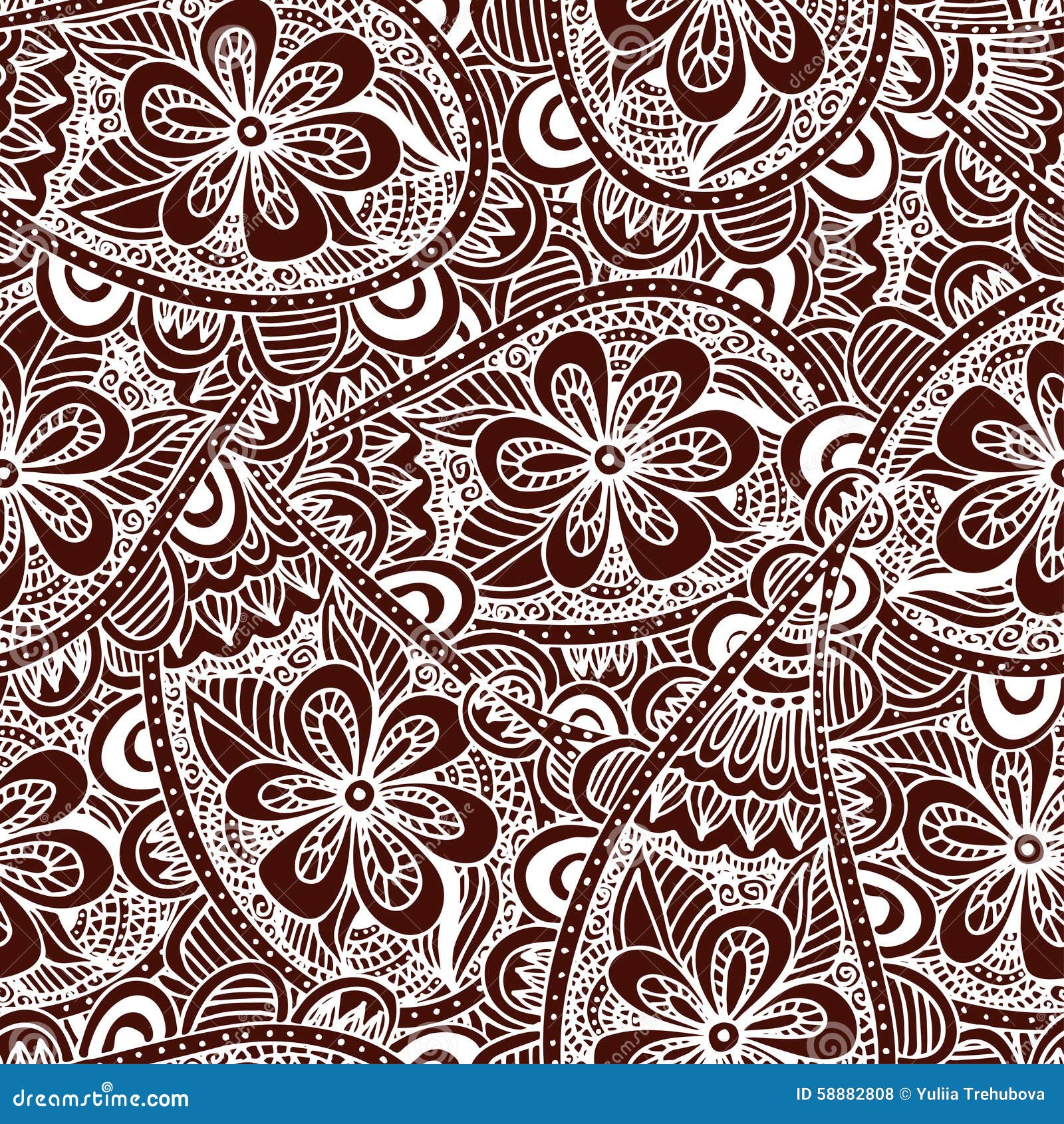 Seamless Floral Background. Ethnic Doodle Design Pattern. Abstract ...