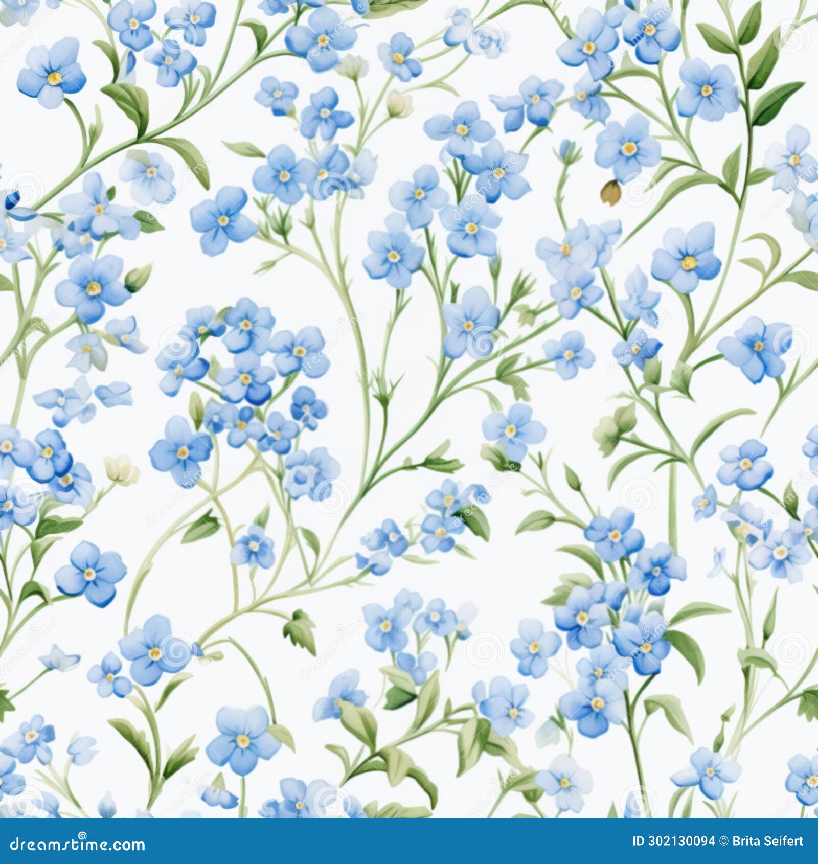Seamless Floral Background with Forget Me Not Flowers Stock ...