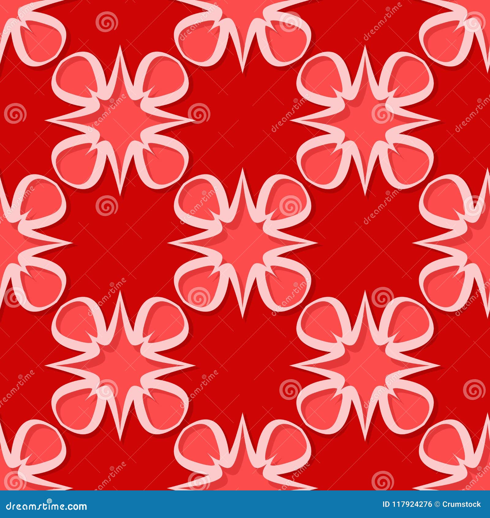 Seamless Floral Background. Red 3d Pattern Stock Vector - Illustration ...