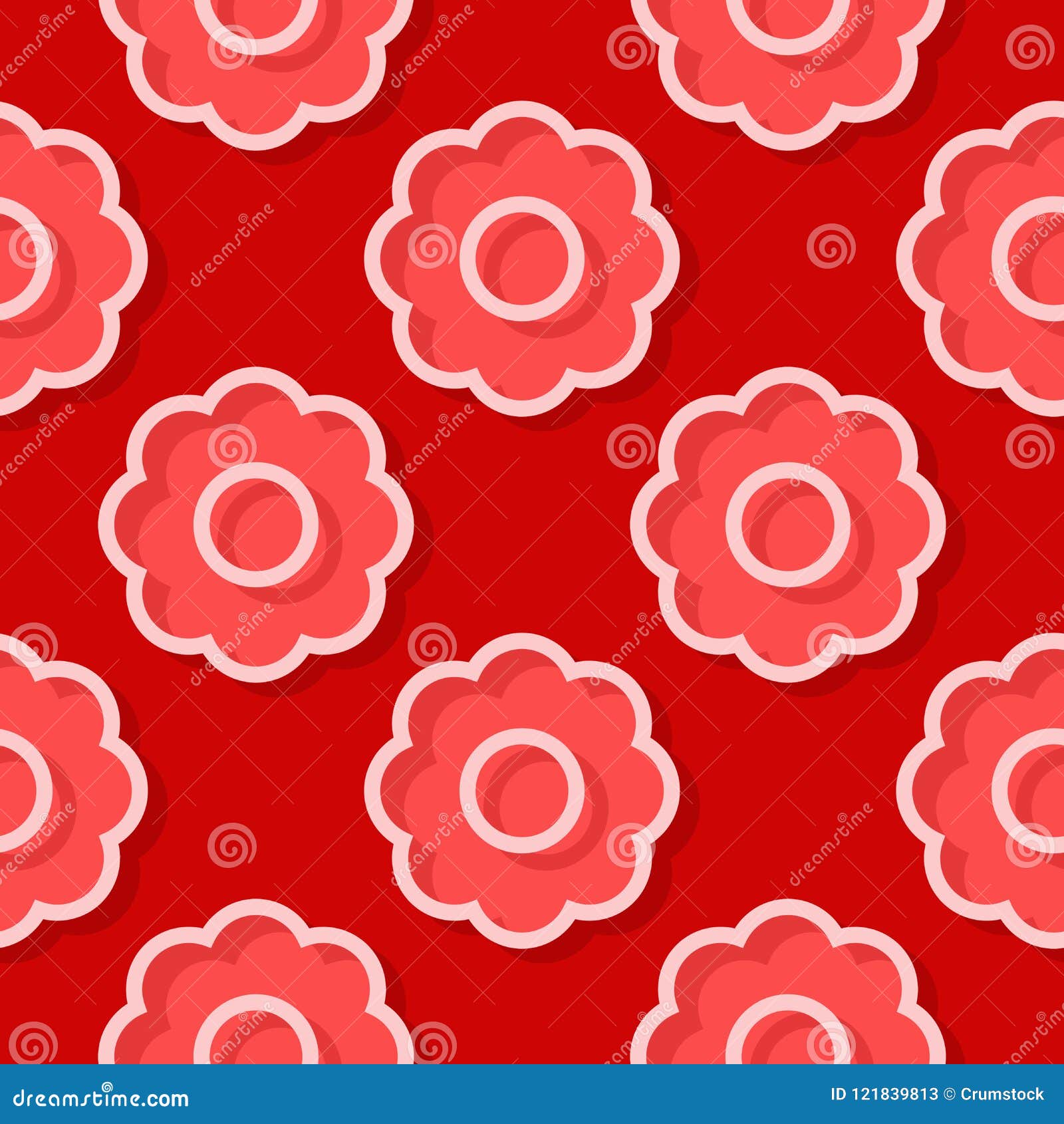 Seamless Floral Background. Red 3d Pattern Stock Vector - Illustration ...