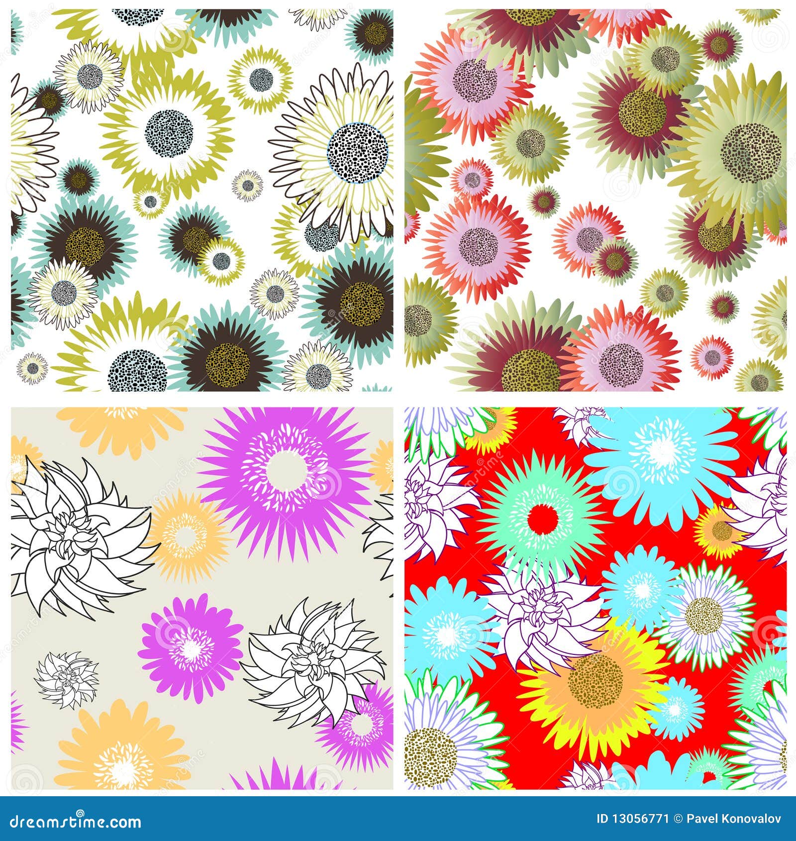 Seamless Floral Backgrounds Set Stock Vector - Illustration of decors ...
