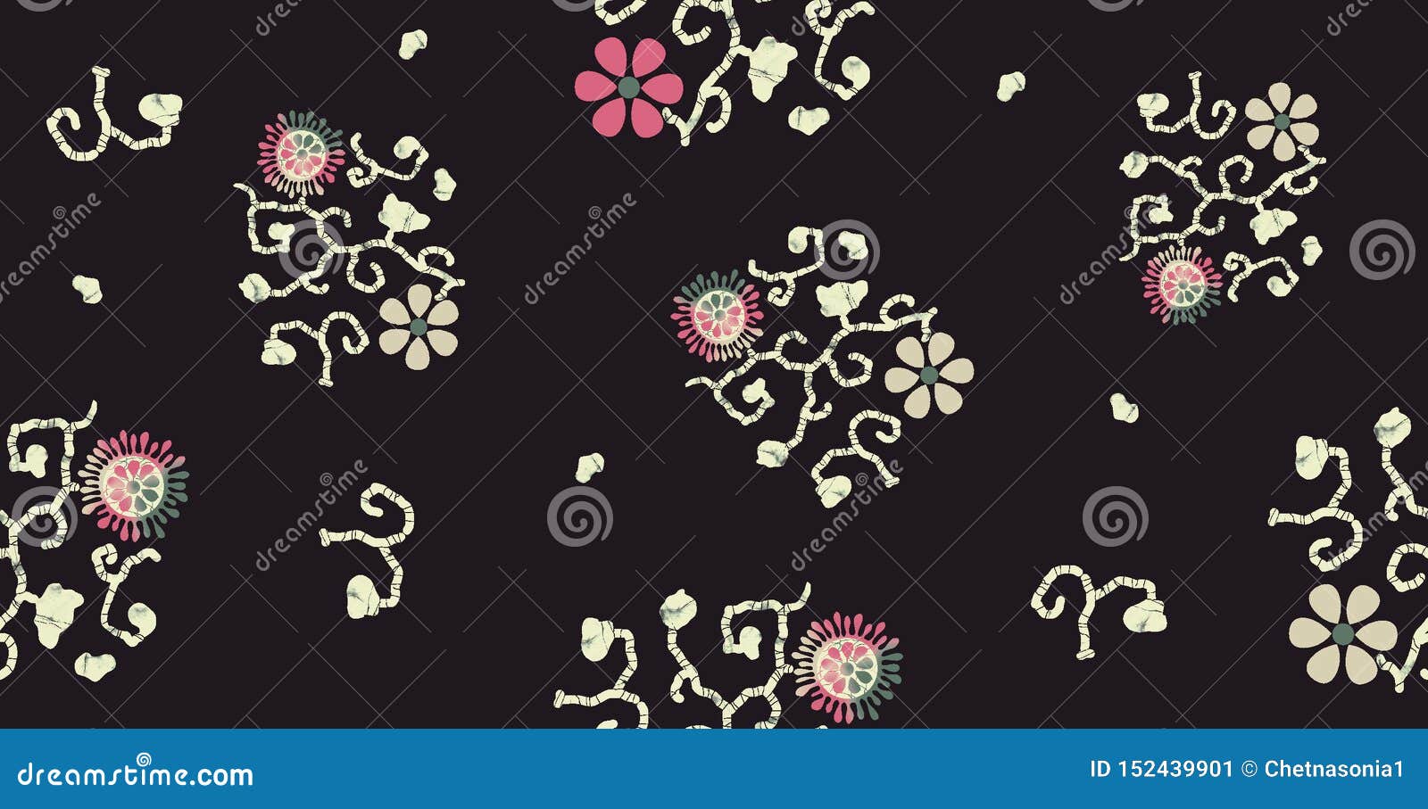 Seamless Floral Batik Design Pattern Stock Illustration - Illustration ...