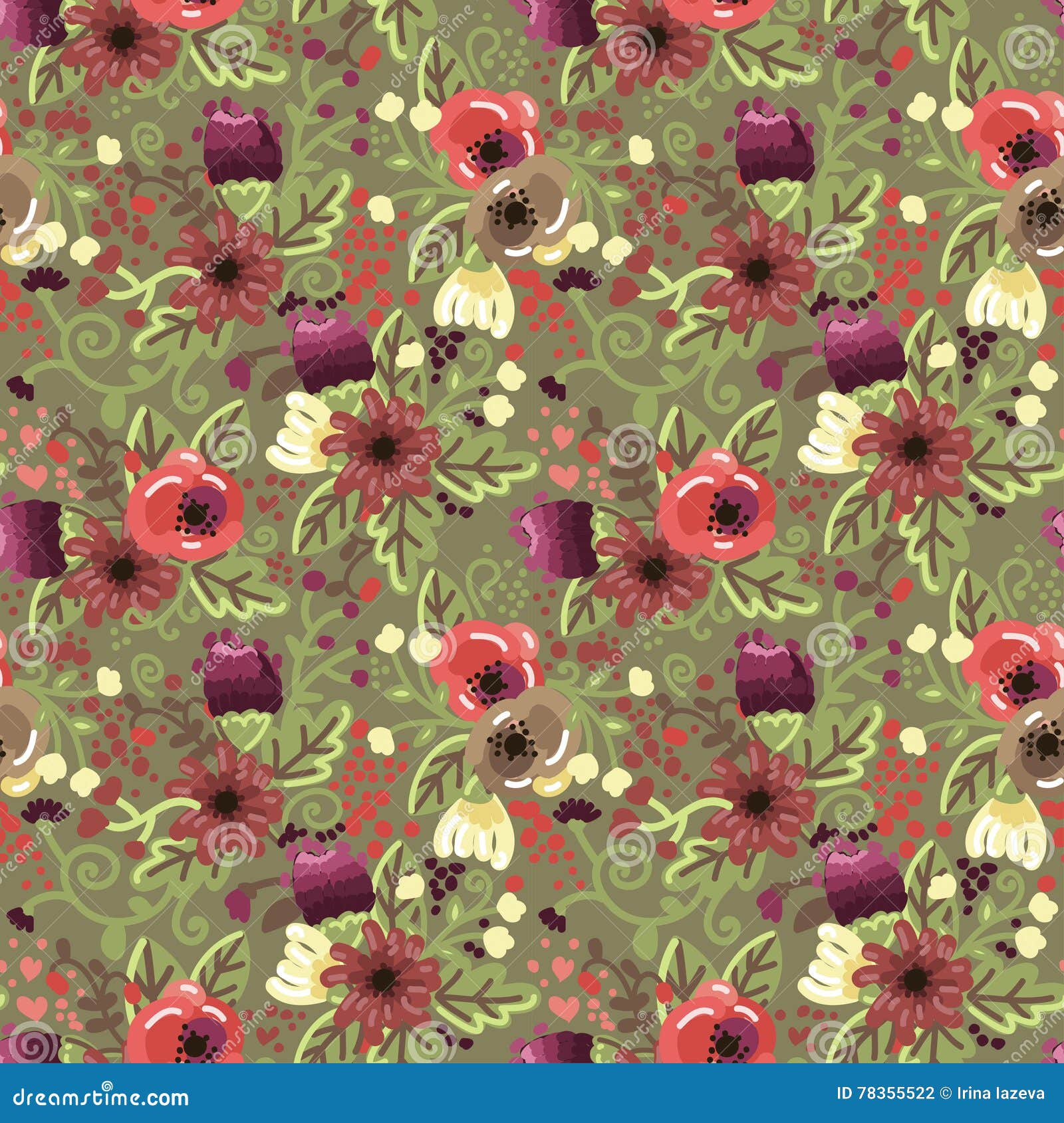 Seamless Floral Beautiful Texture in Folk Style Stock Vector ...