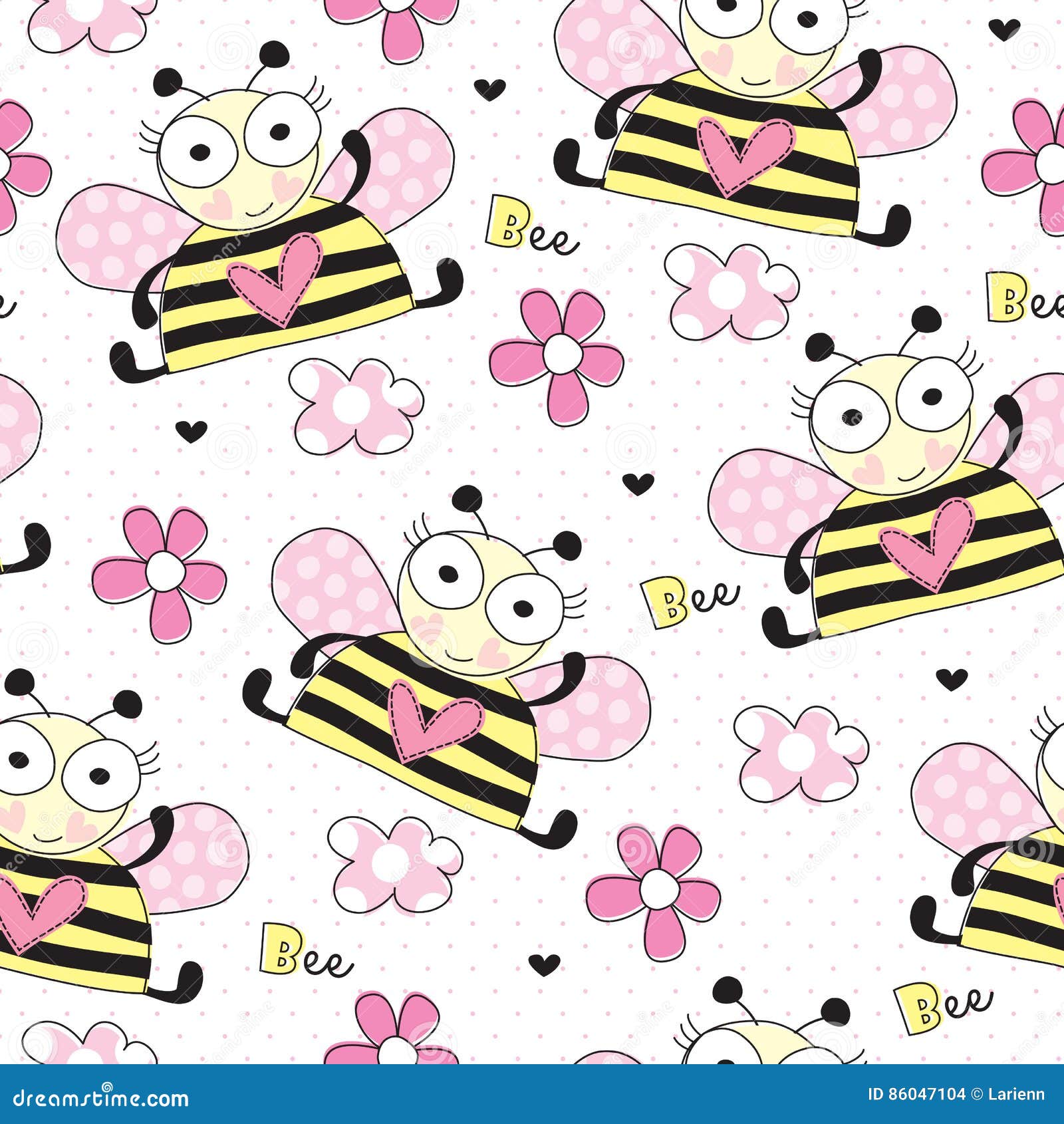 Seamless Floral Bee Pattern Vector Illustration Stock Vector ...