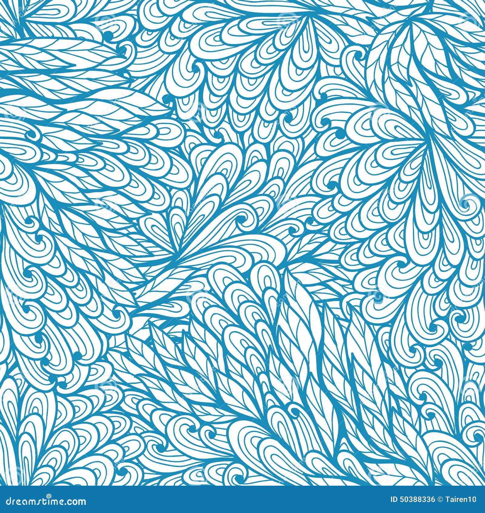 Seamless Floral Blue Doodle Pattern Stock Vector - Illustration of ...