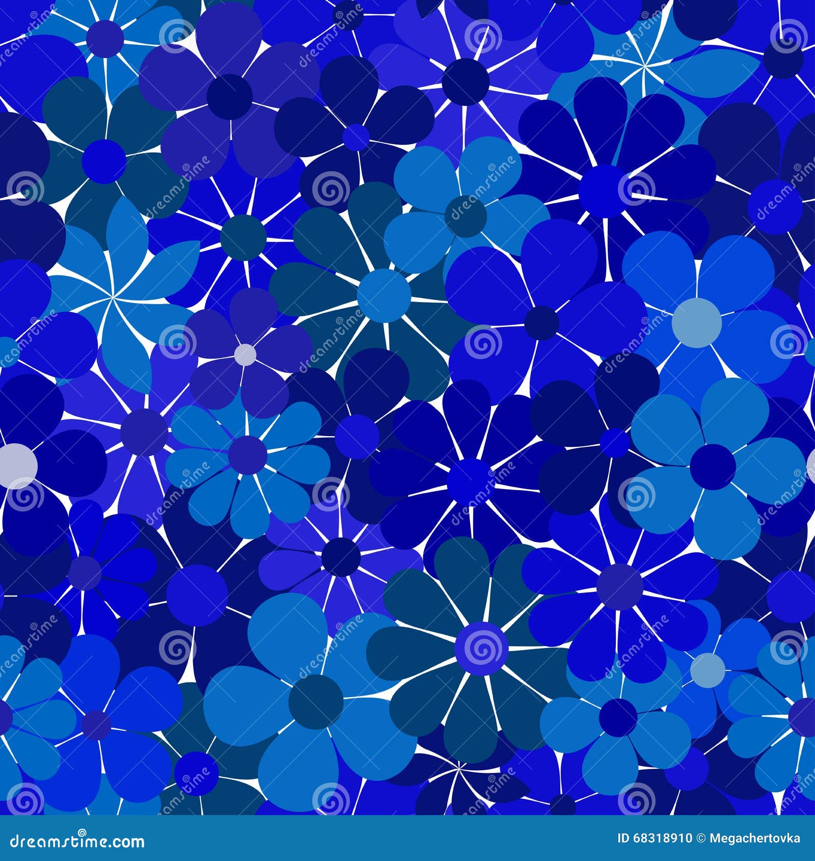 Seamless Floral Blue Pattern Stock Vector - Illustration of nature ...