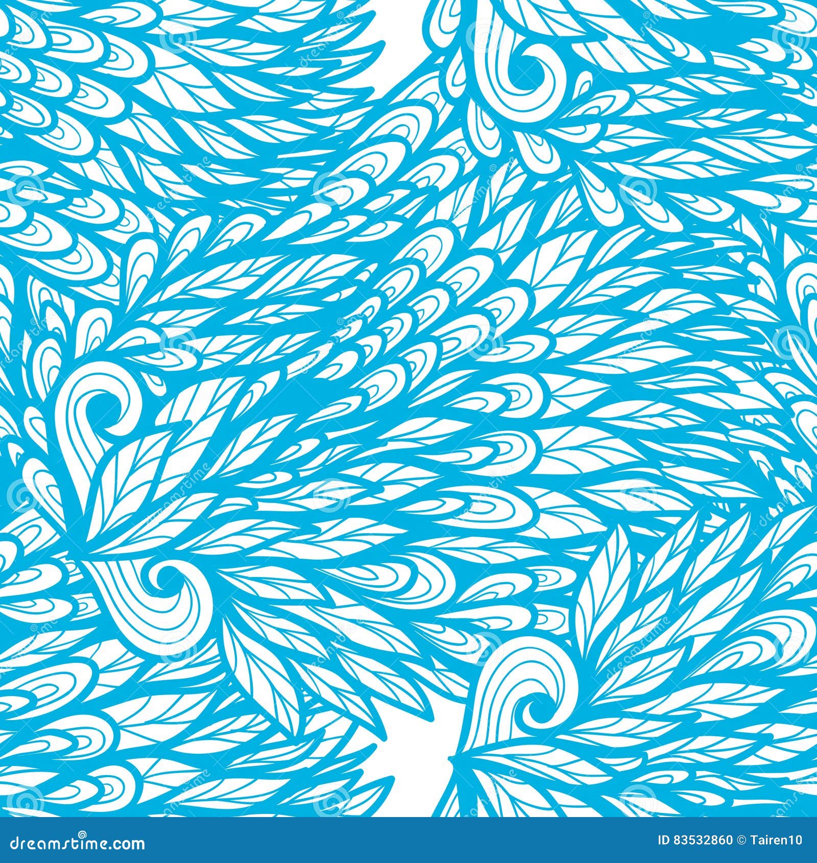 Seamless Floral Blue and White Doodle Pattern Stock Vector ...