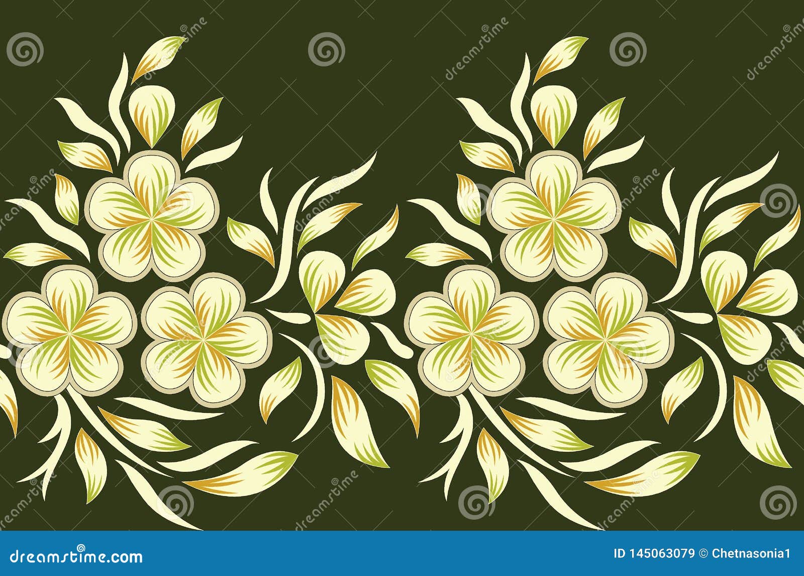 Seamless floral border stock illustration. Illustration of curl - 145063079