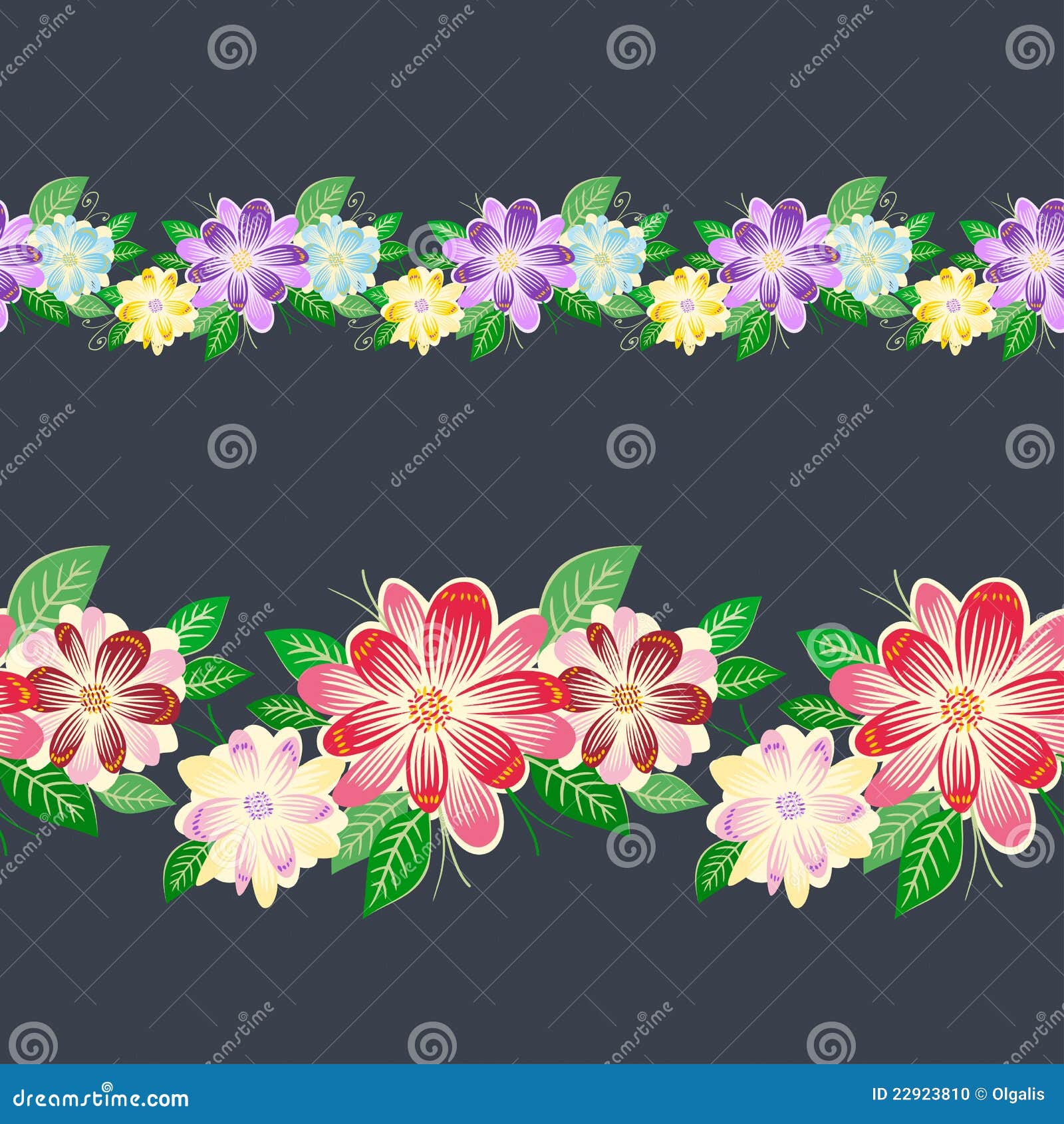 Seamless floral border stock illustration. Illustration of seamless ...