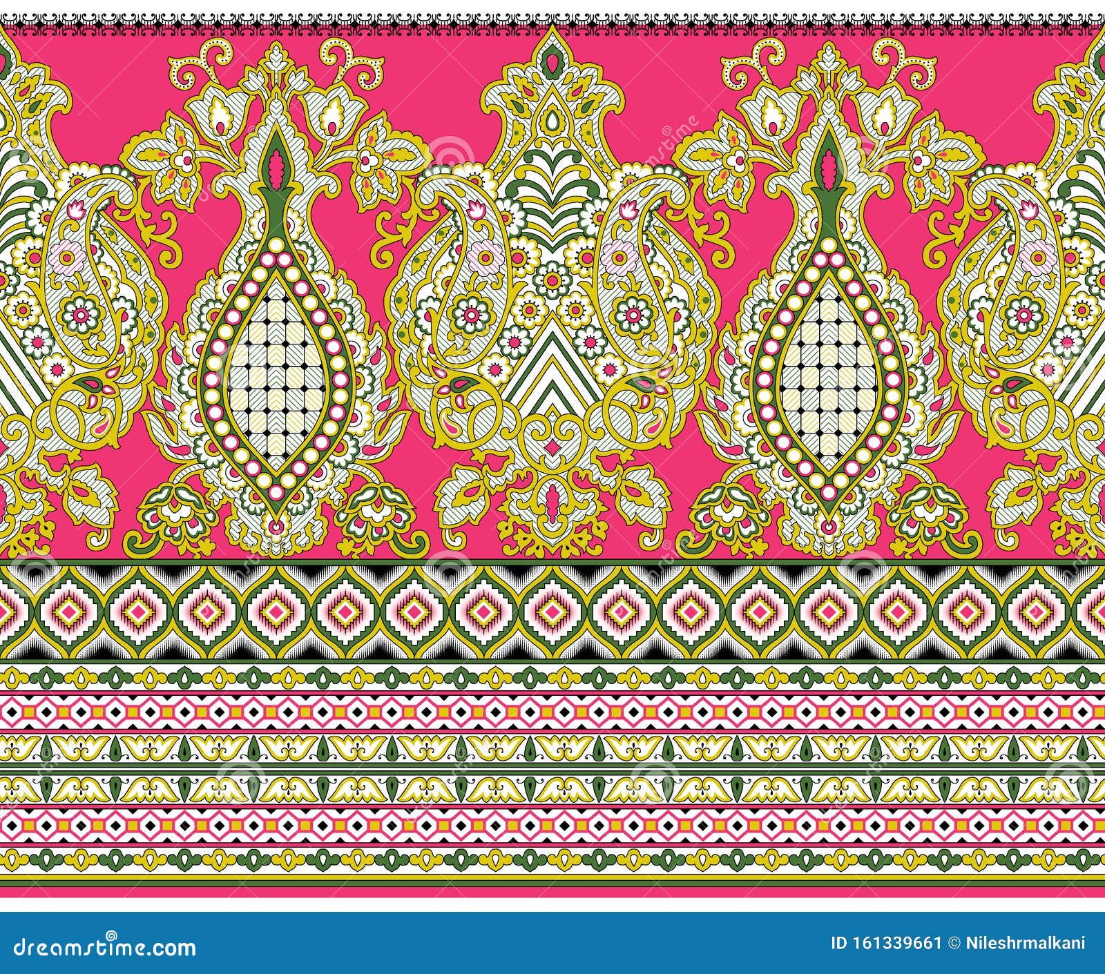 Seamless Floral Border Based on Asian Design Elements Stock ...
