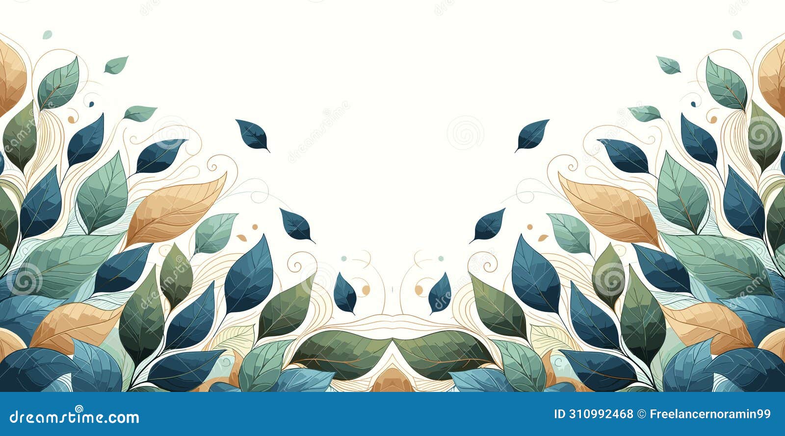 Seamless Floral Border with Leaves and Branches, Beautiful Fall Leaves ...