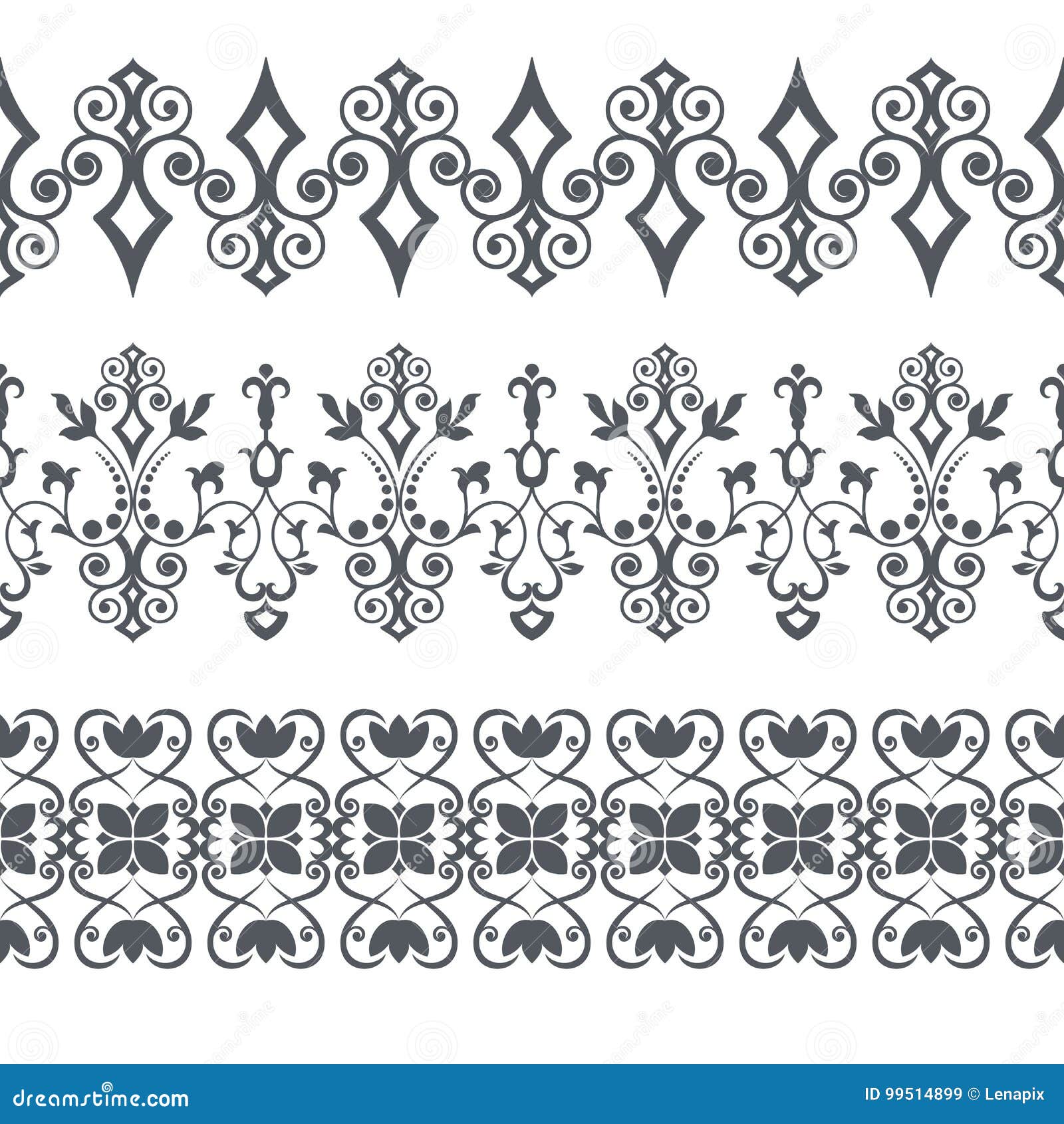 Seamless floral border stock vector. Illustration of ornament - 99514899