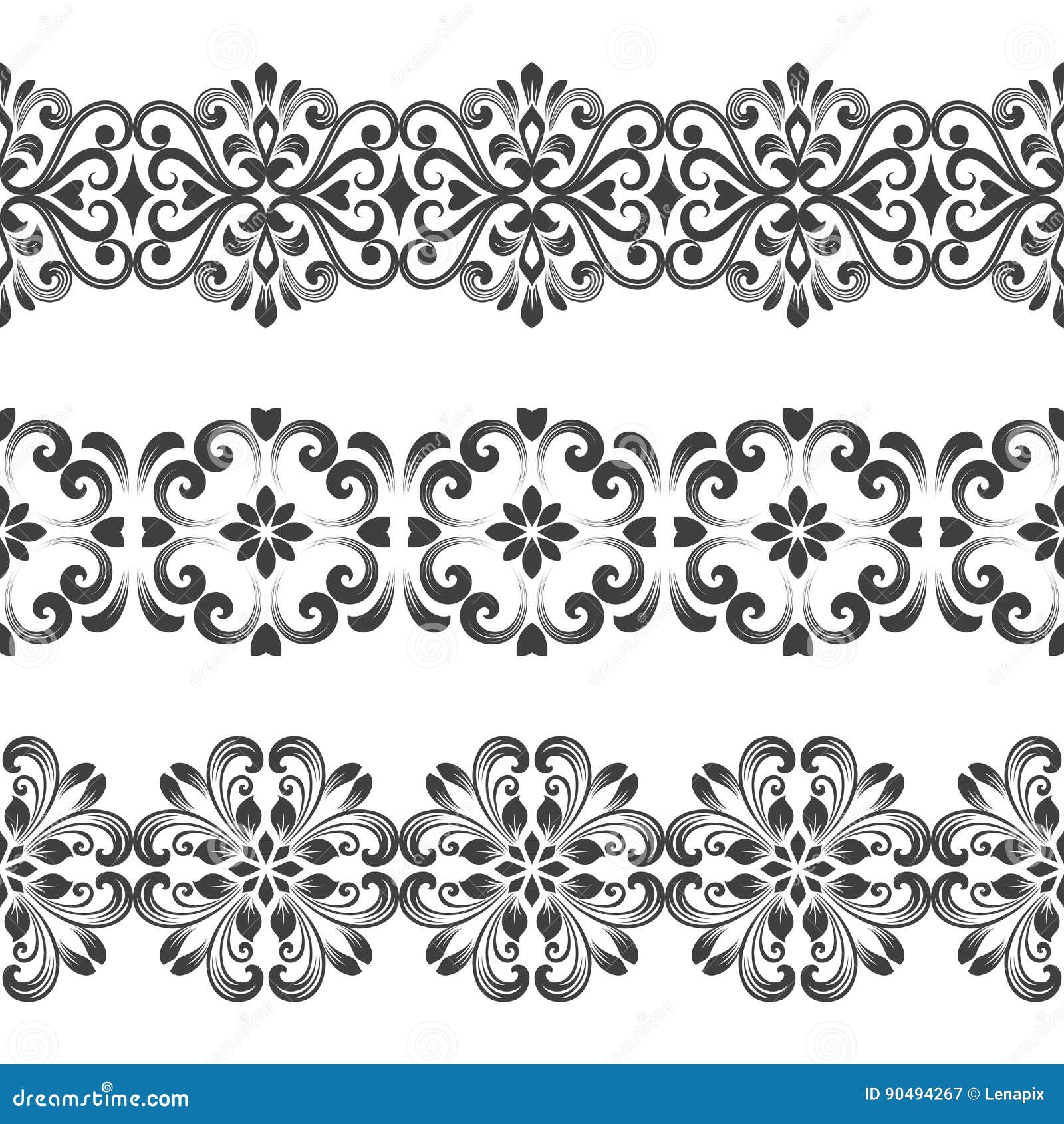 Seamless Floral Border Template Stock Vector - Illustration of artistic ...