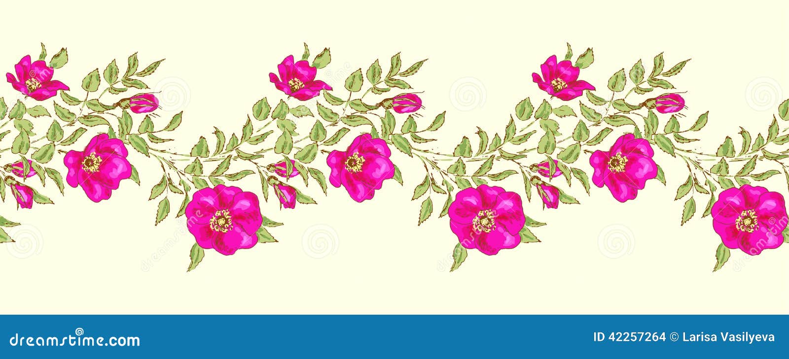 Seamless floral borders stock vector. Illustration of design - 42257264