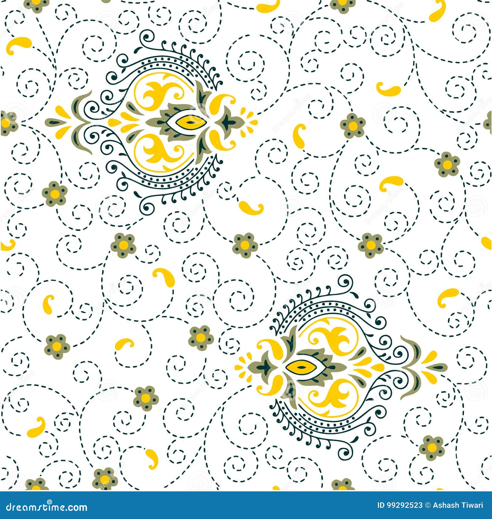 Seamless Floral Colour Design Pattern Border Stock Illustration ...