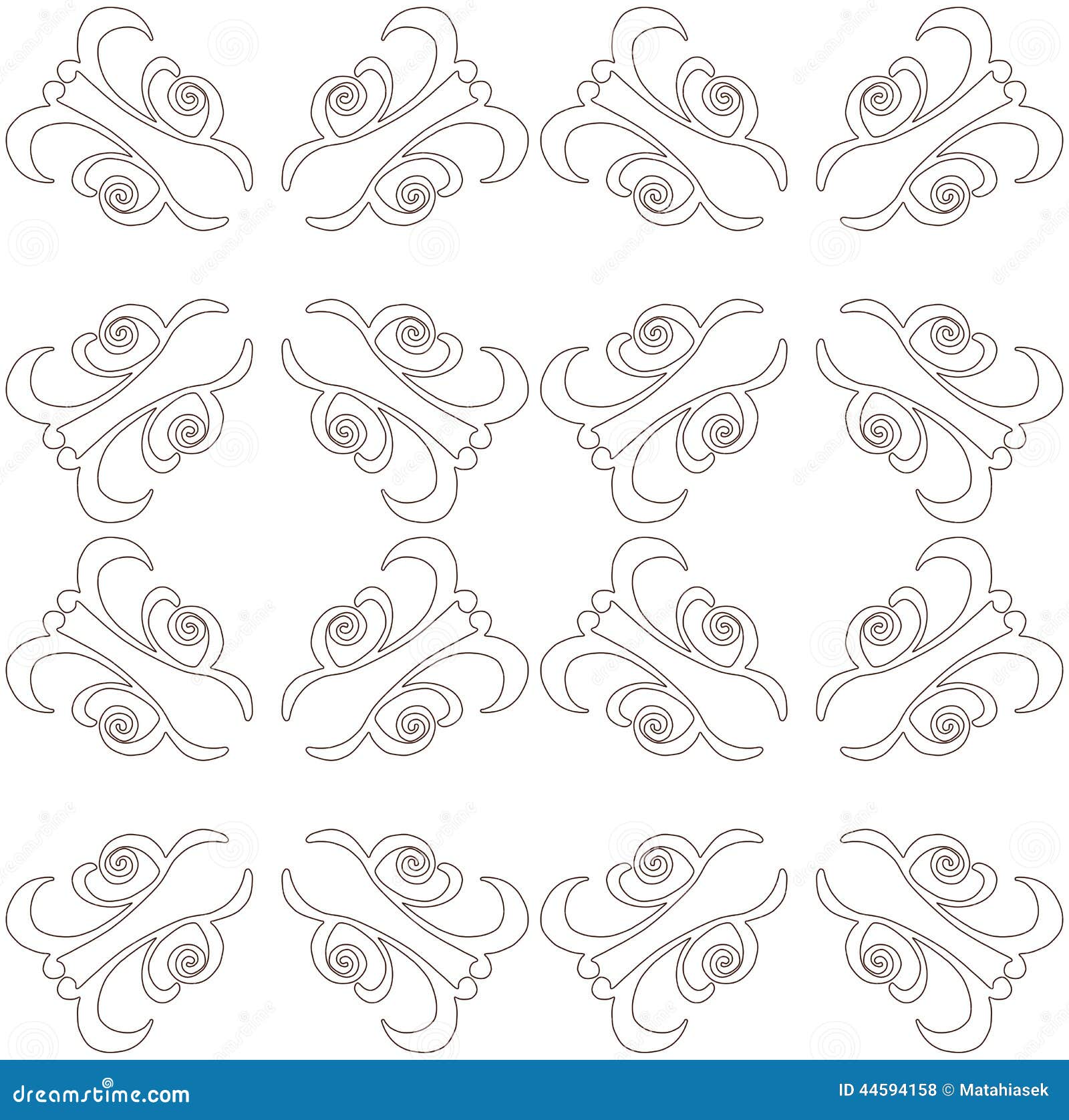 Seamless Floral Contour Pattern on White Stock Vector - Illustration of ...