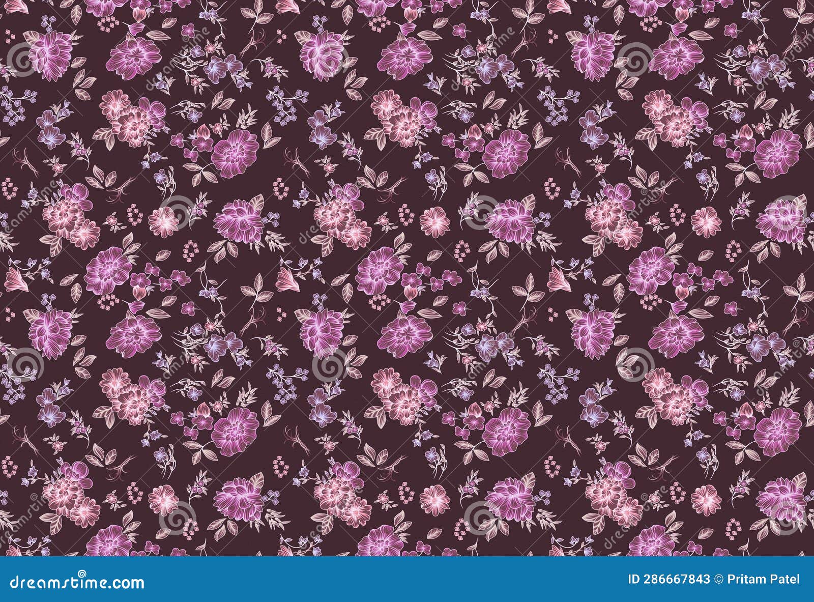 2203378939 Seamless Floral Design. All Over Design with Solid ...