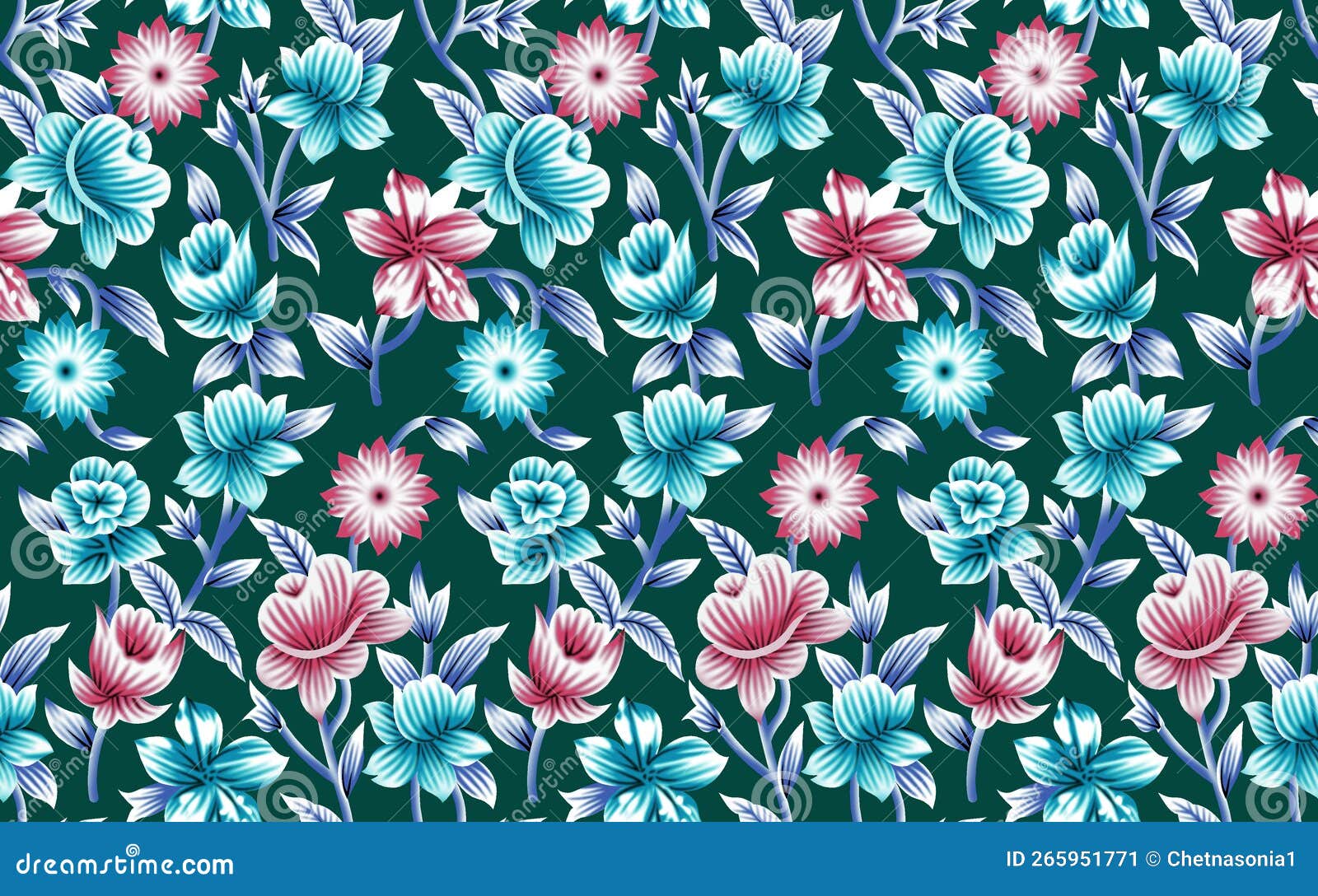 Seamless Floral Design Pattern Textile Print Stock Illustration ...