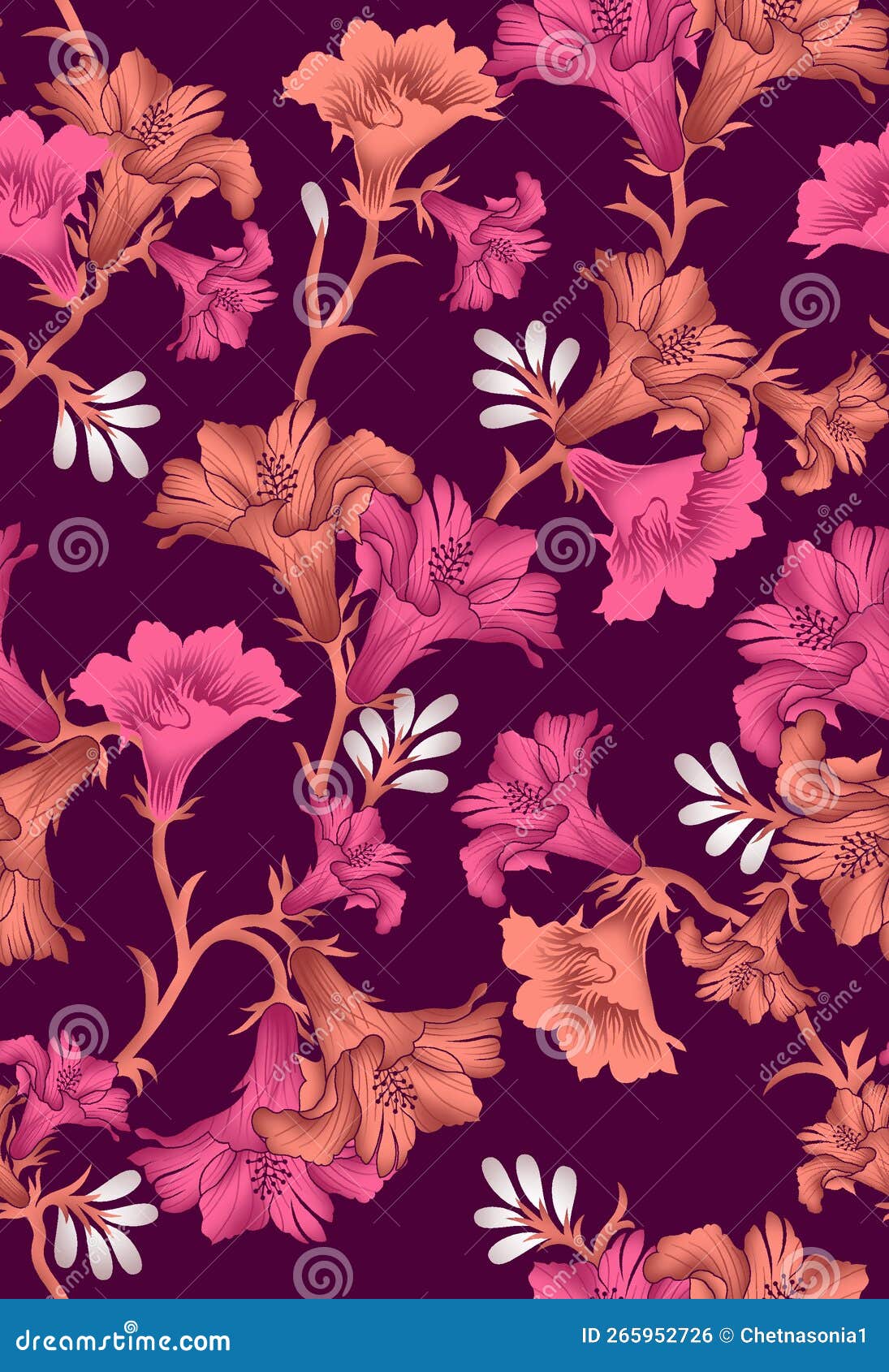 Seamless Floral Design Pattern Textile Print Stock Illustration ...