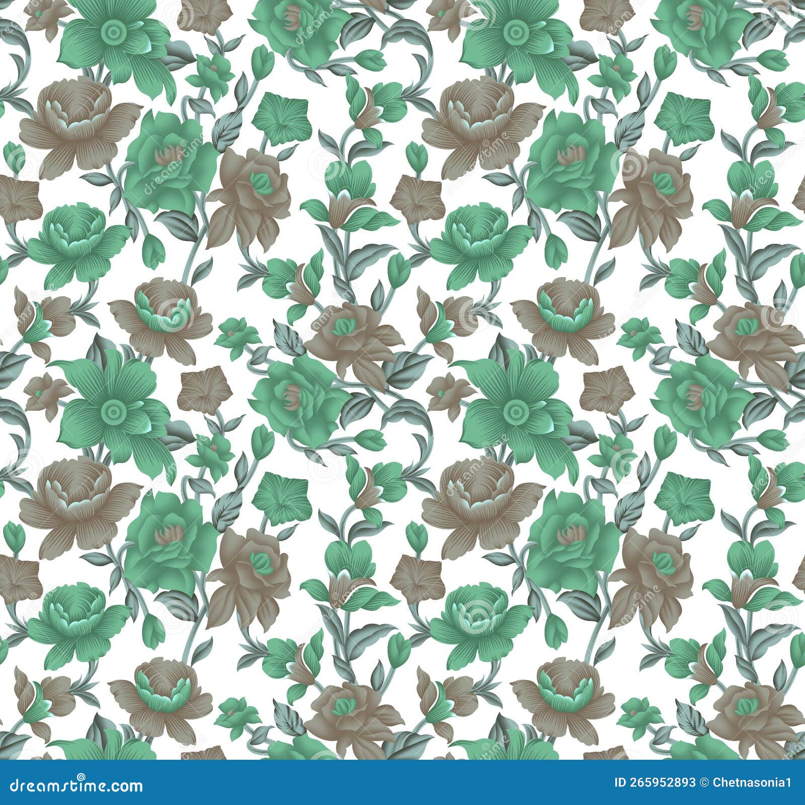 Seamless Floral Design Pattern Textile Print Stock Illustration ...