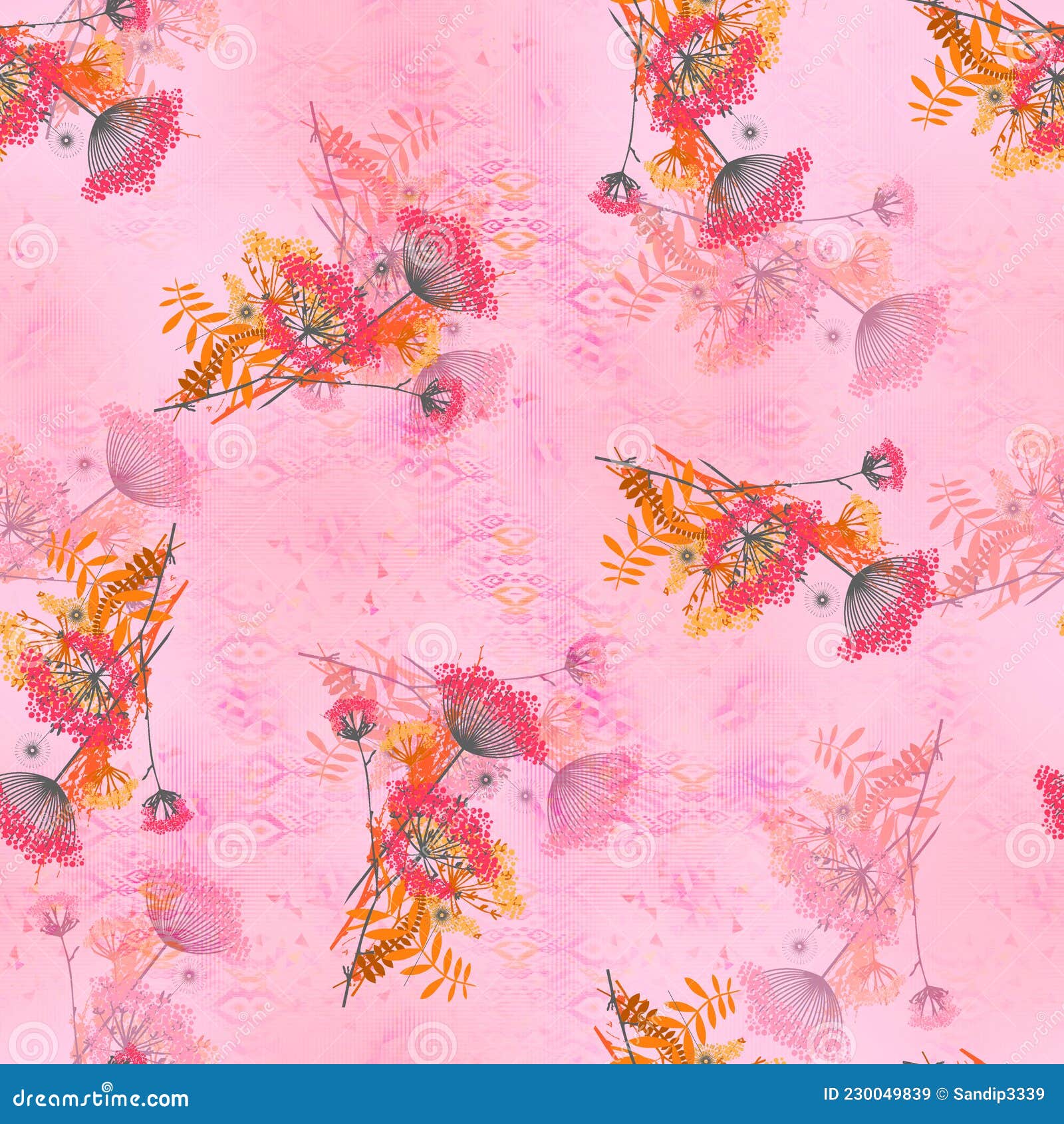 Seamless Floral Flower All Over Pattern with Negative Stock ...
