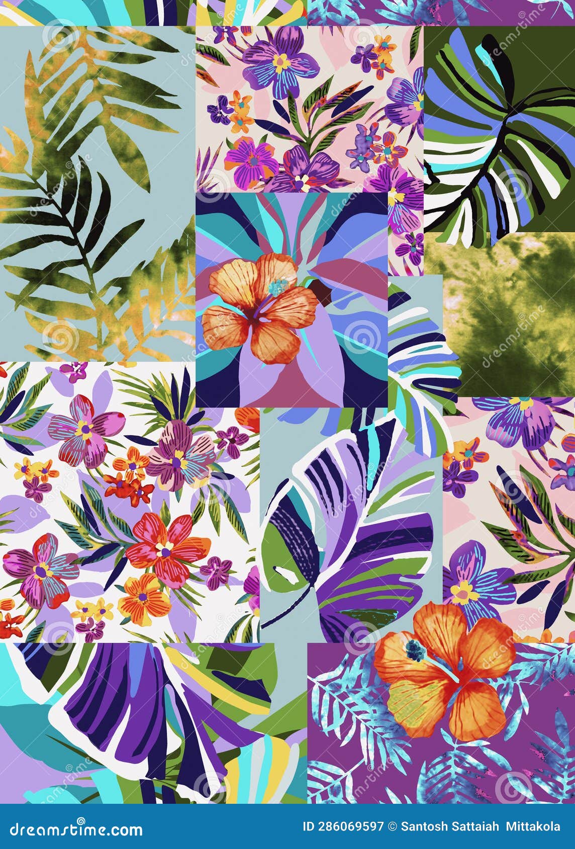 Seamless Floral Flower Pattern with Box Pattern Background Stock Image ...