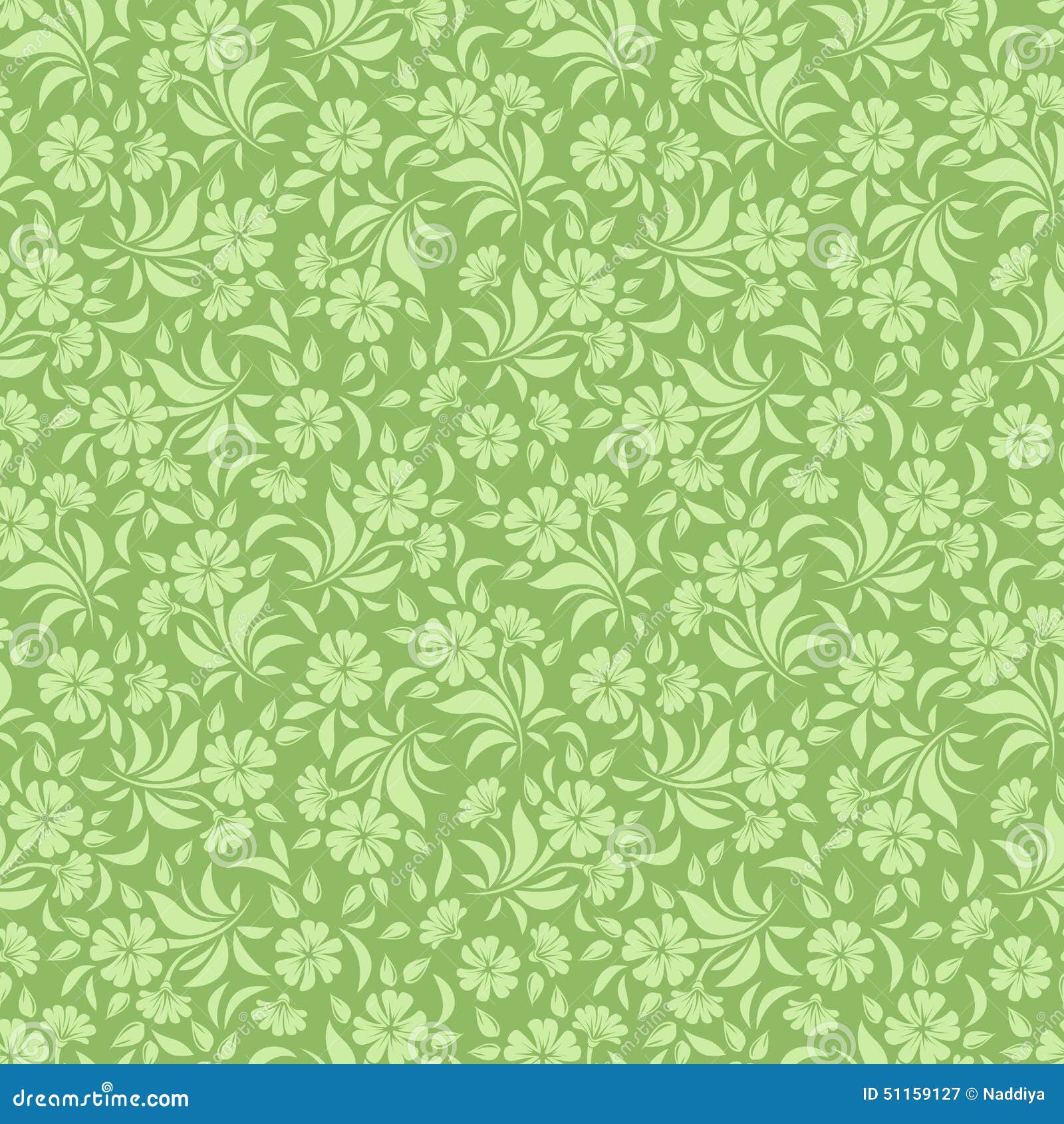 Seamless Floral Green Pattern. Vector Illustration. Stock Vector ...
