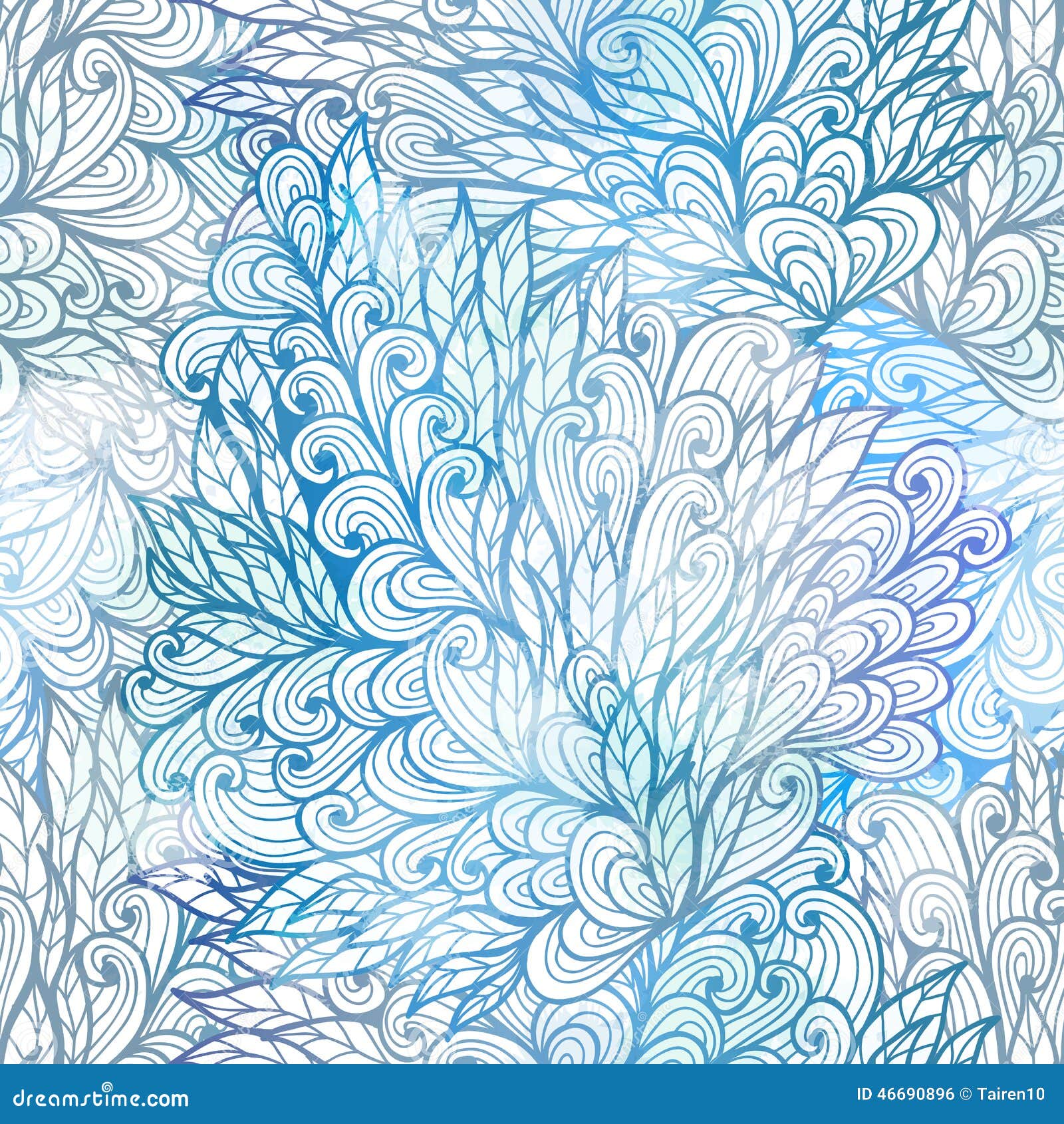 Seamless Floral Grunge Blue Gradient Pattern Stock Vector ...