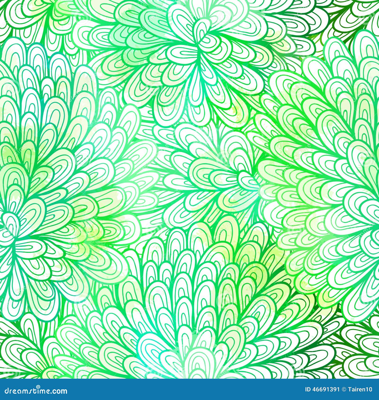 Seamless Floral Grunge Green Gradient Pattern Stock Vector ...