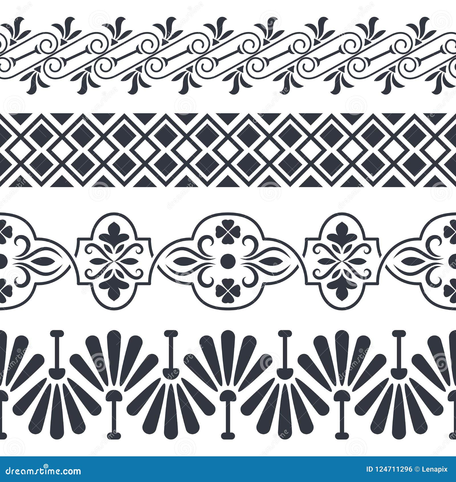 Seamless Floral Horizontal Border Template Stock Vector - Illustration ...