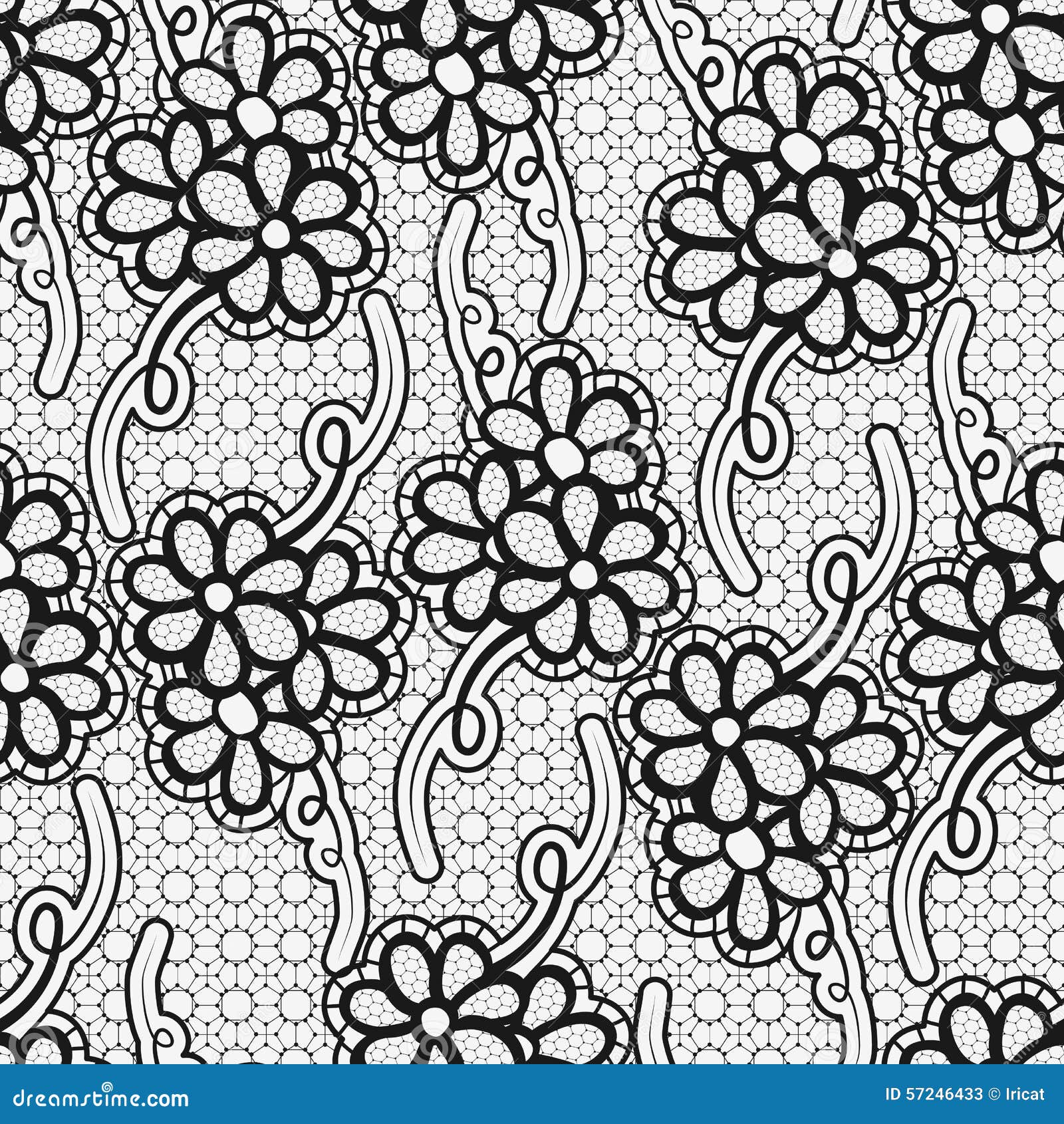Seamless Floral Lace Pattern. Monochrome Repeating Background Stock ...