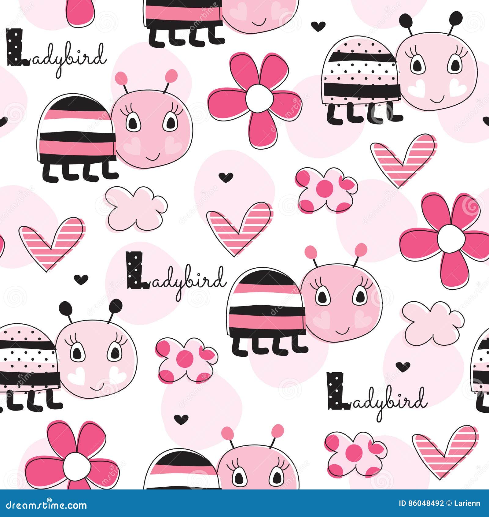 Ladybird Pattern. Ladybug Seamless Pattern Design. Cartoon Vector ...