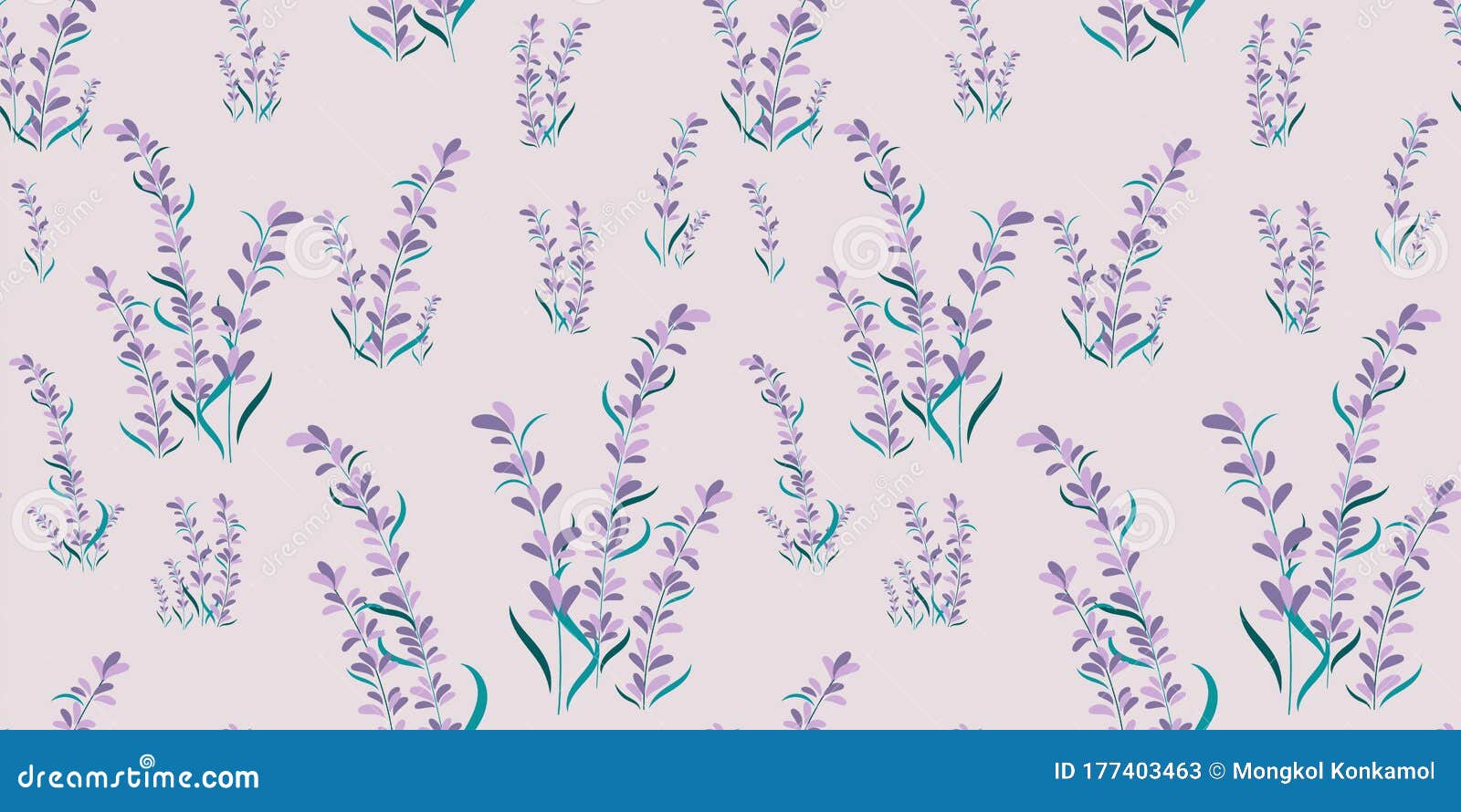 Seamless Floral Lavender Pattern Background, Vector Lavender and Leaf ...