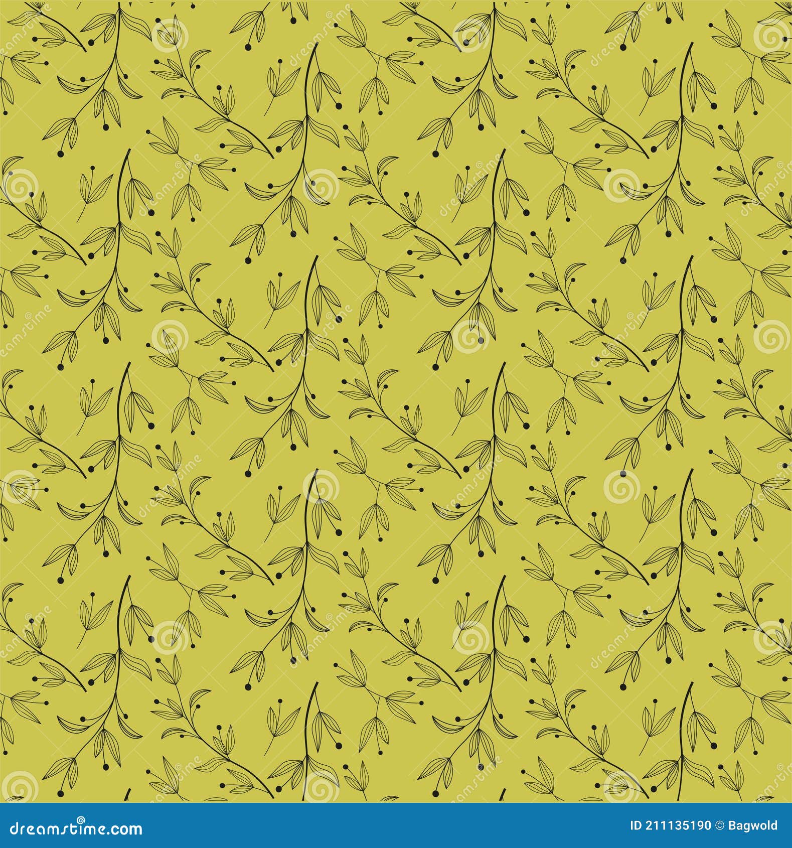 Seamless Floral Leaf Vector - EPS Pattern on a Light Green Background ...