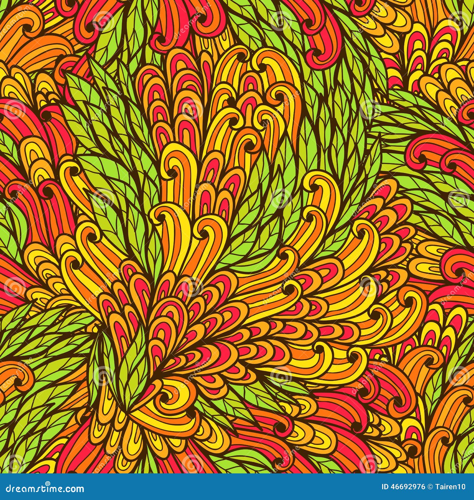 Seamless Floral Orange and Pink Pattern Stock Vector - Illustration of ...