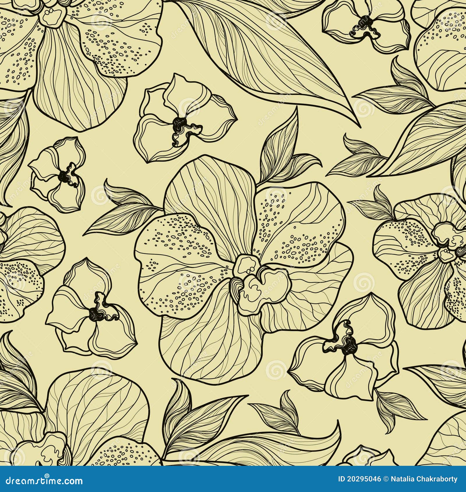 Seamless Floral Orchid Pattern Stock Vector - Illustration of natural ...