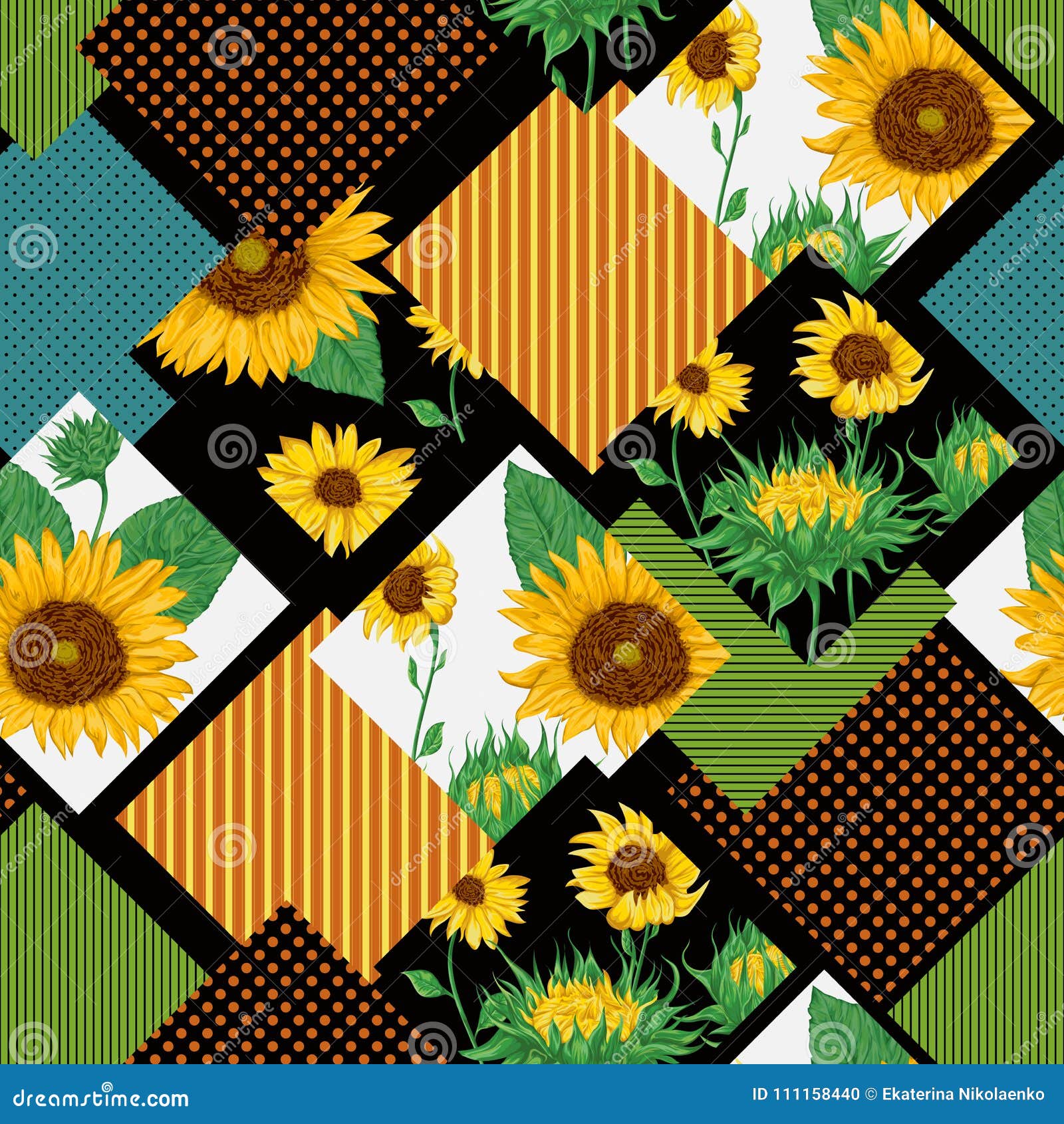 Patchwork Sunflower Stock Illustrations – 173 Patchwork Sunflower Stock ...